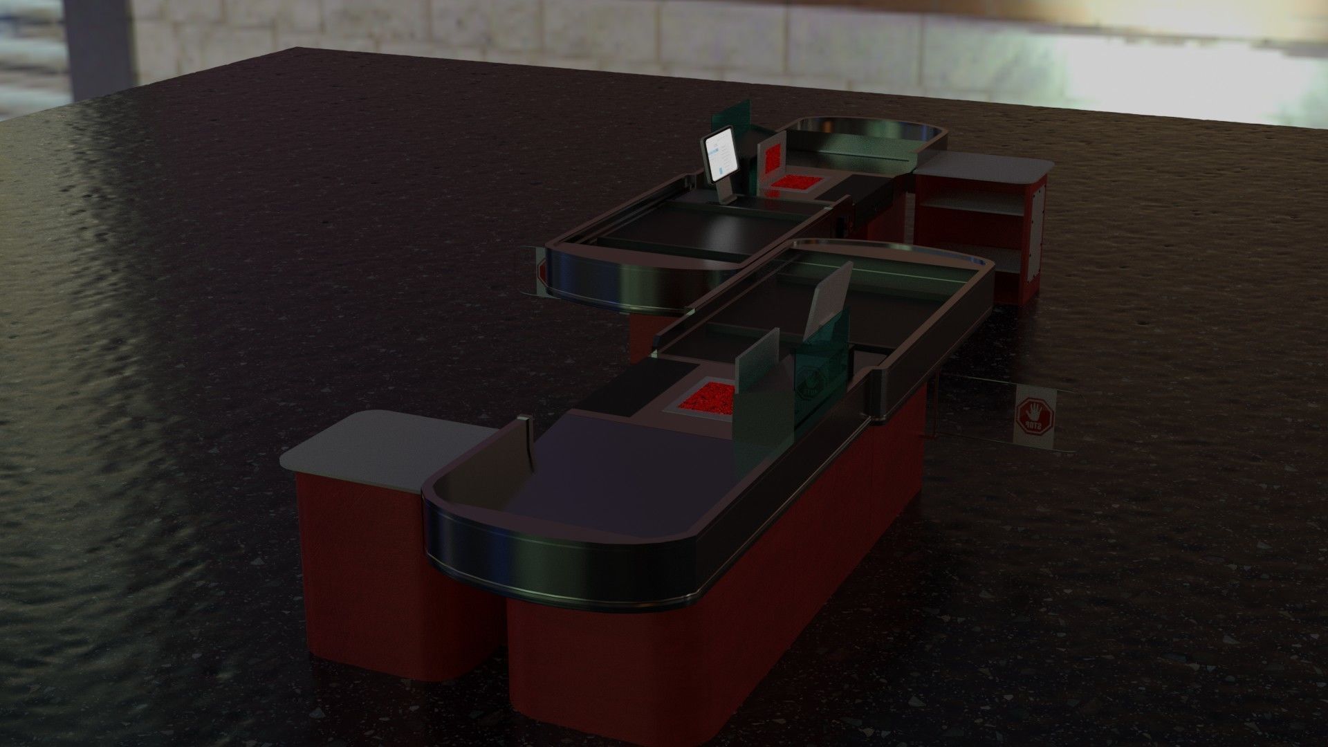 3D model Checkout model in a modern supermarket VR / AR / low-poly ...