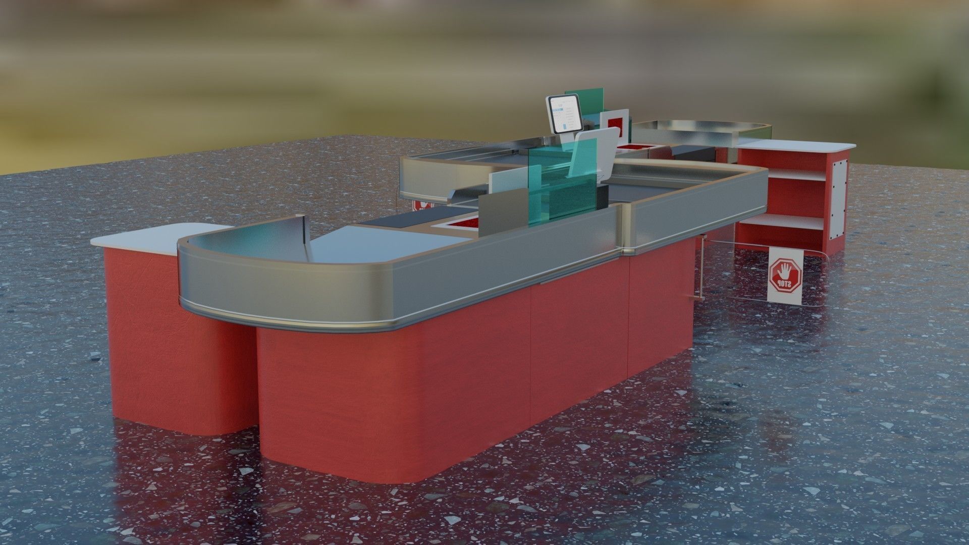 3D model Checkout model in a modern supermarket VR / AR / low-poly ...