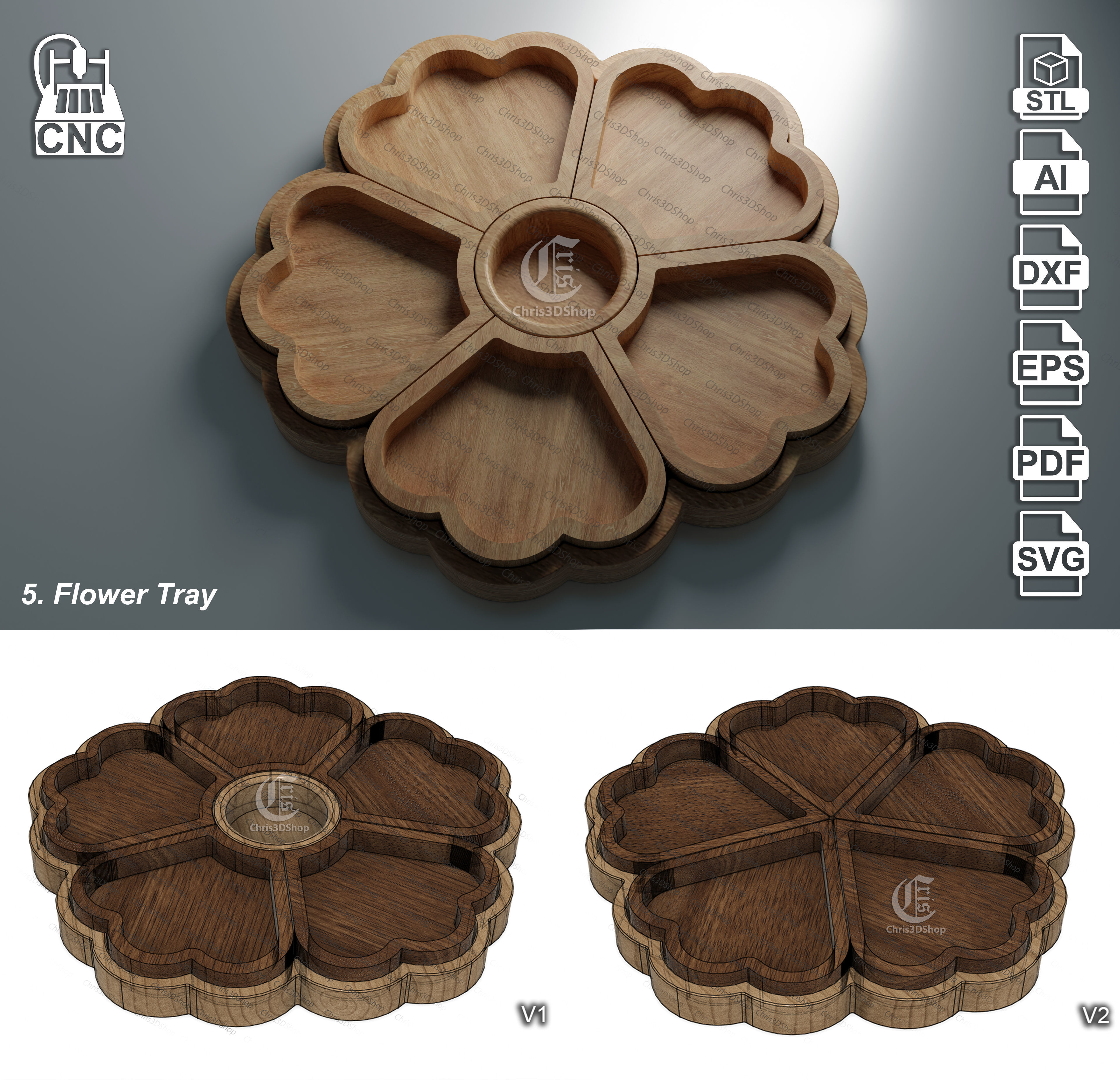 10 Trays Pack V2- Files For CNC 3D model 3D printable | CGTrader