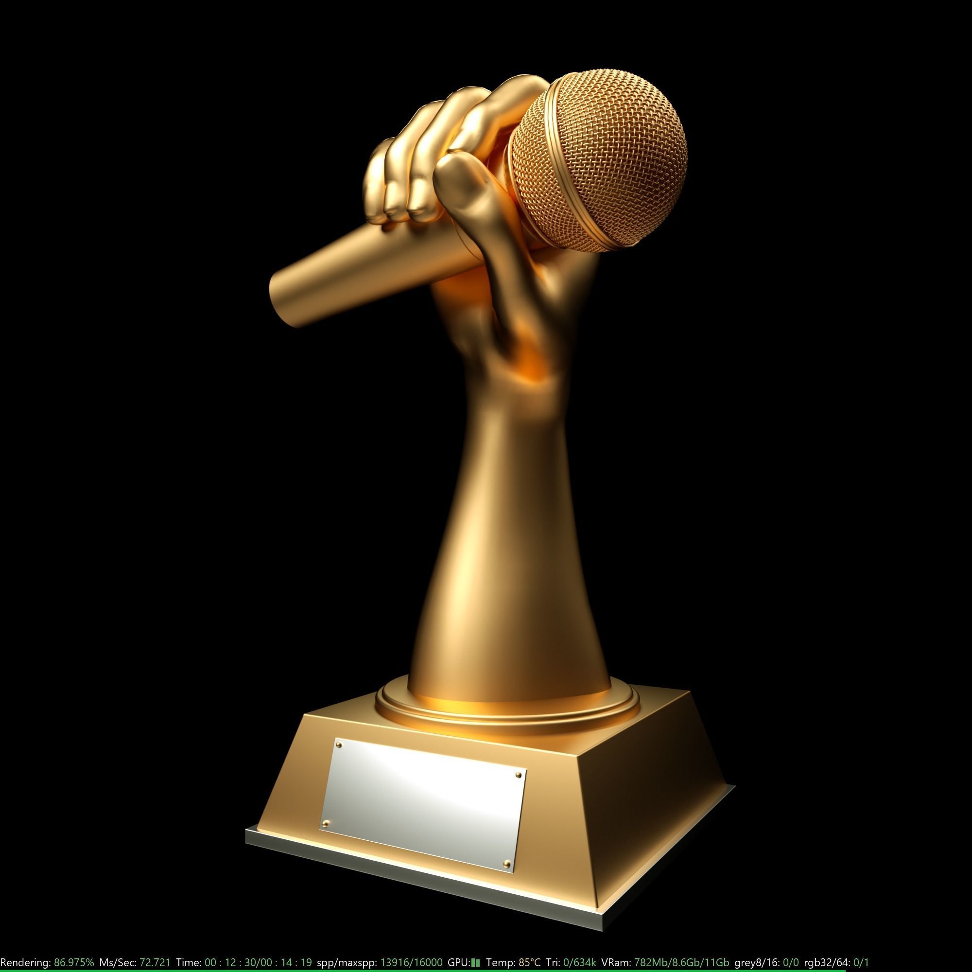 Microphone Trophy - Hand With Microphone 3D Model 3D model | CGTrader