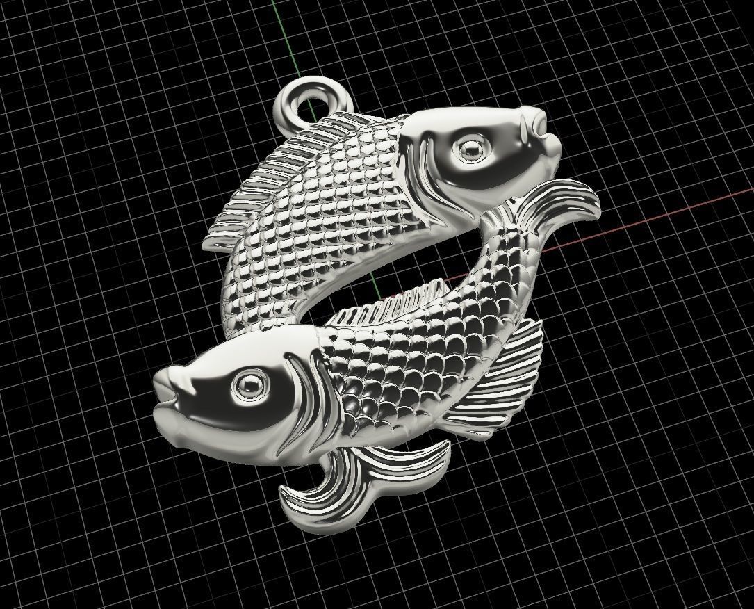 Stylish pendant zodiac sign Pisces 3D model 3D printable | CGTrader