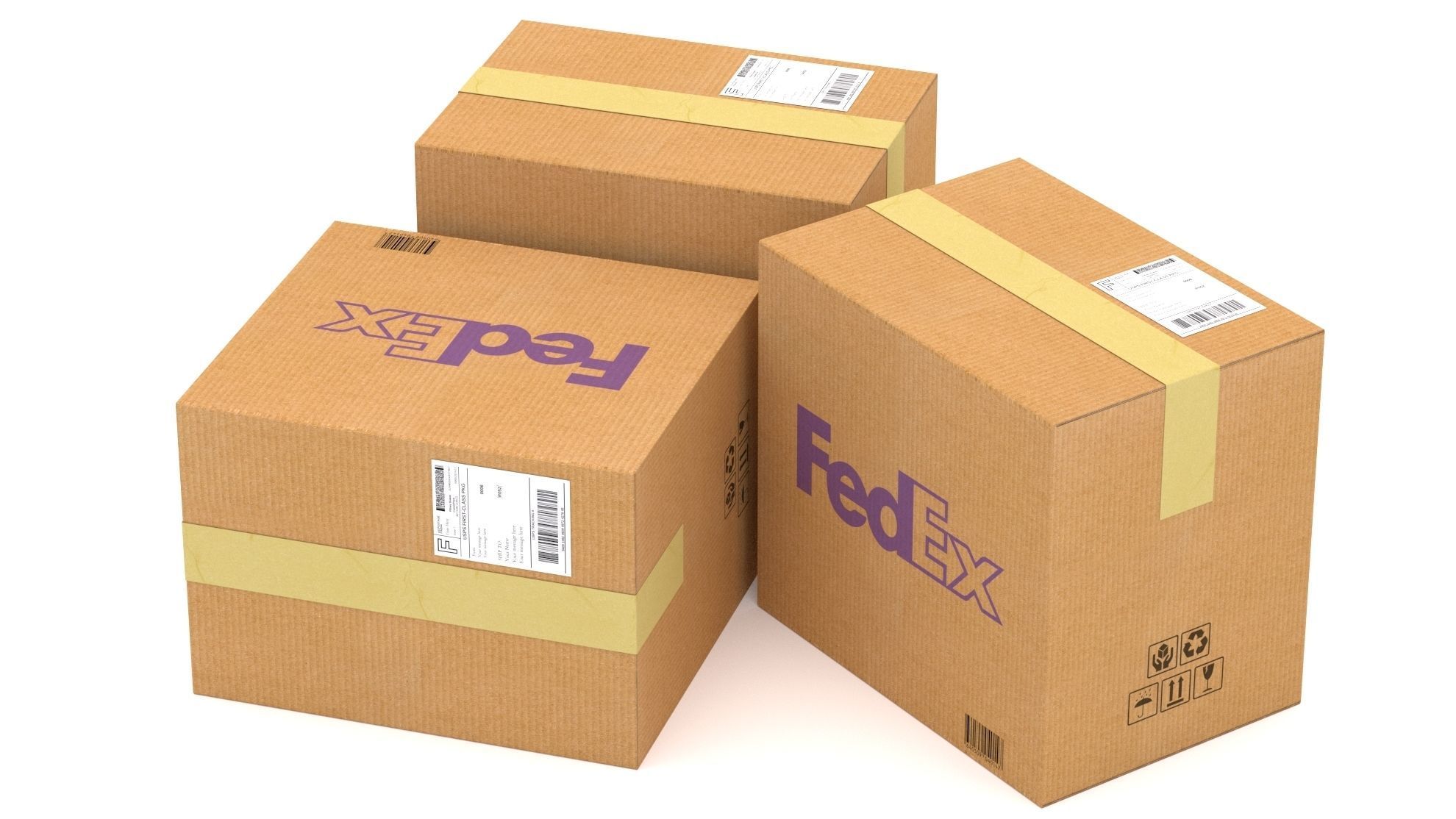 3D model Fedex Cardboard Box VR / AR / low-poly | CGTrader
