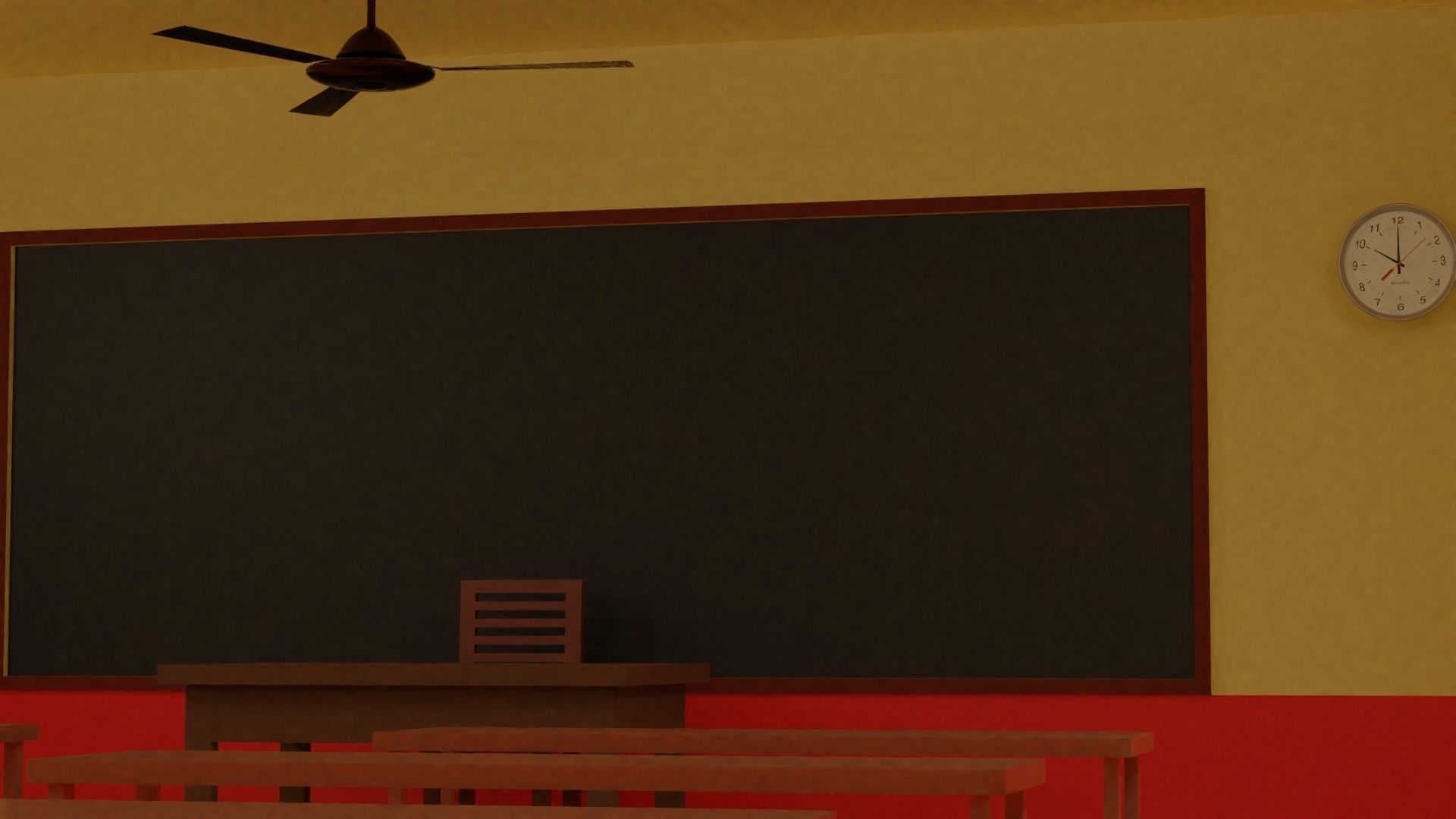 3D model Low poly Classroom model with desks and blackboard VR / AR ...