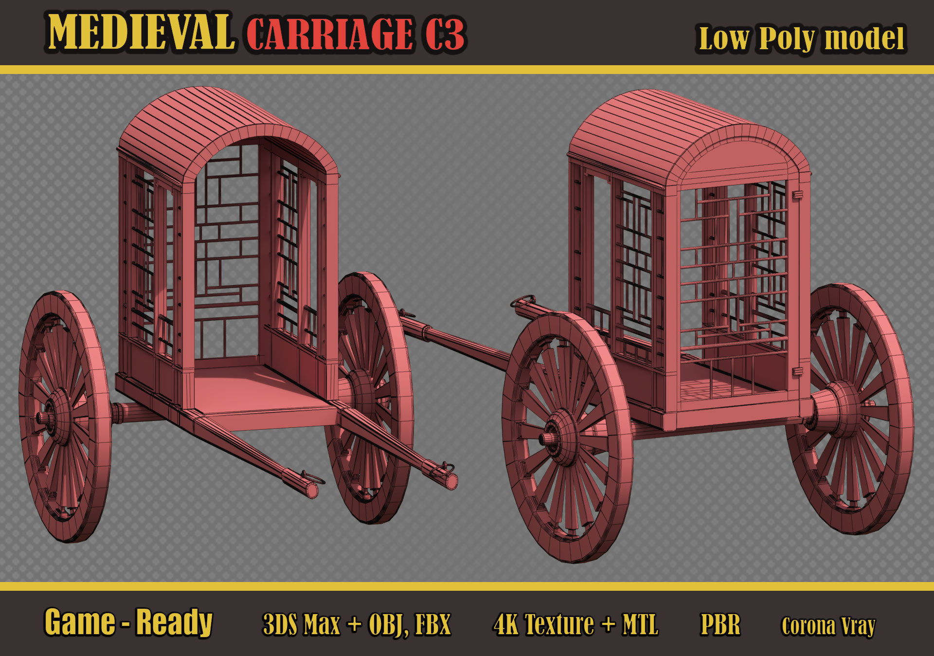3D model Medieval Carriage C3 VR / AR / low-poly | CGTrader