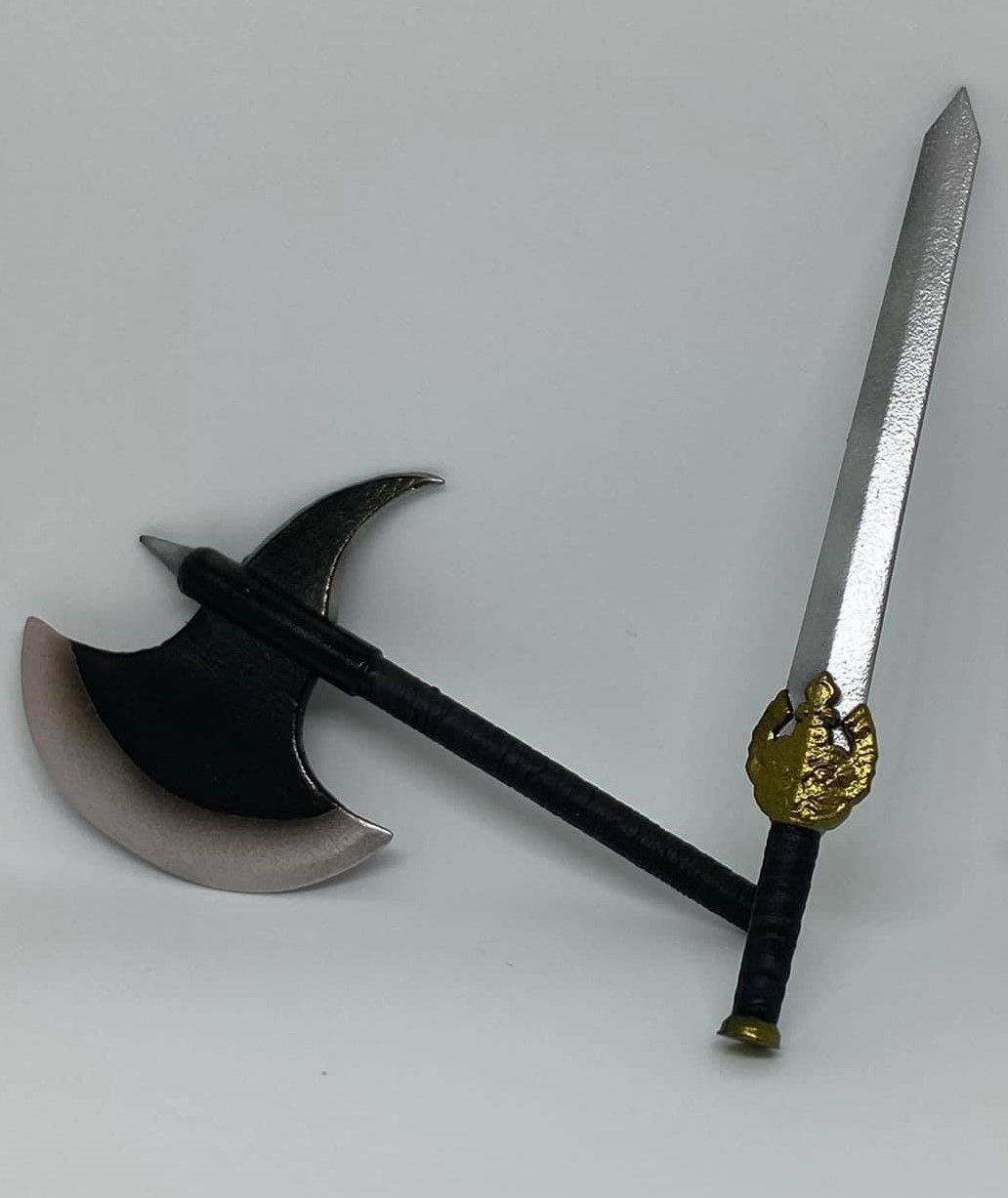 Marvel Legends Ares Olympian Sword and Axe Weapons 1-12 Scale 3D model ...