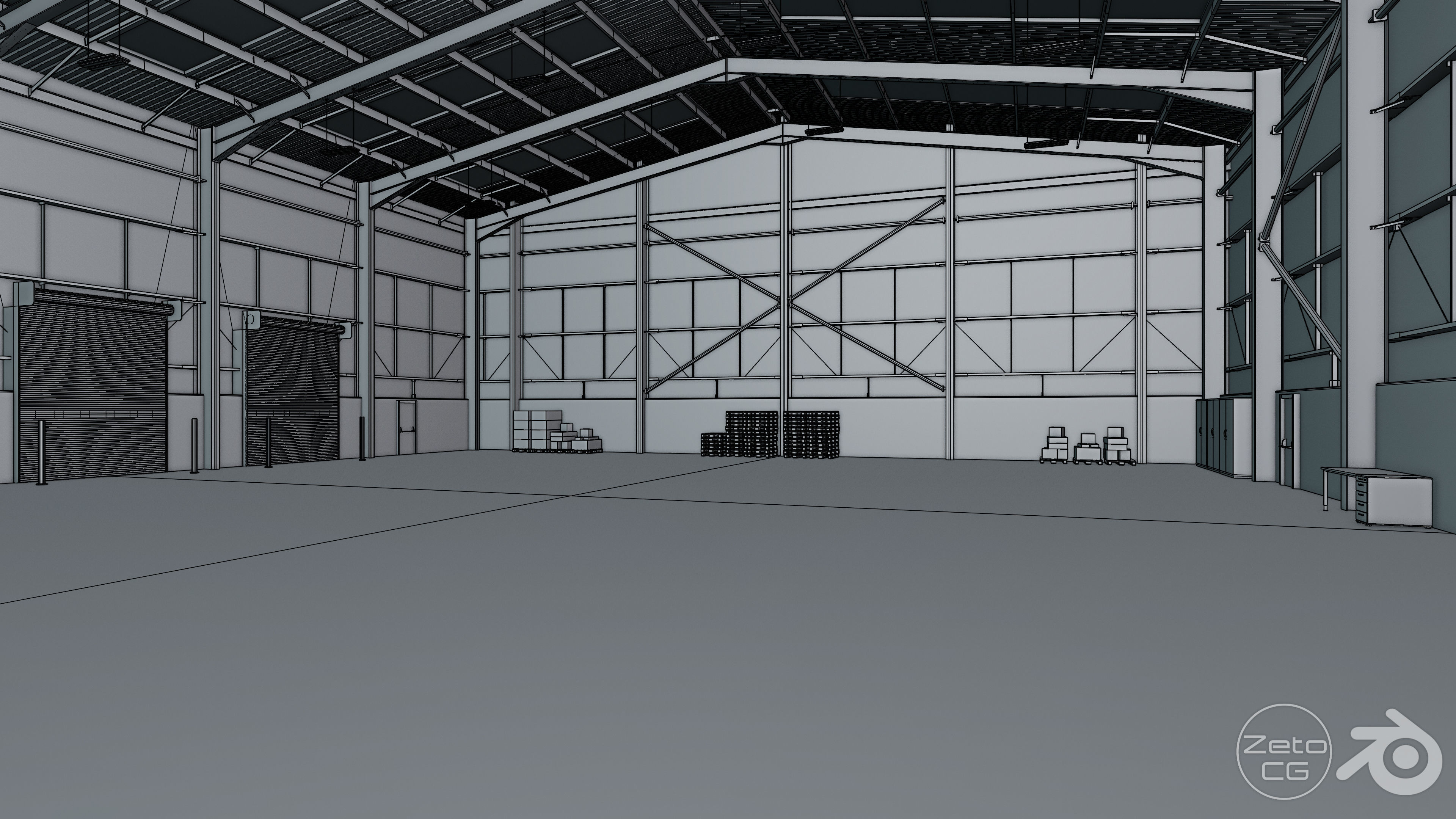 3D model Industrial Warehouse Interior 11b - Textured - UE5 - Blender ...
