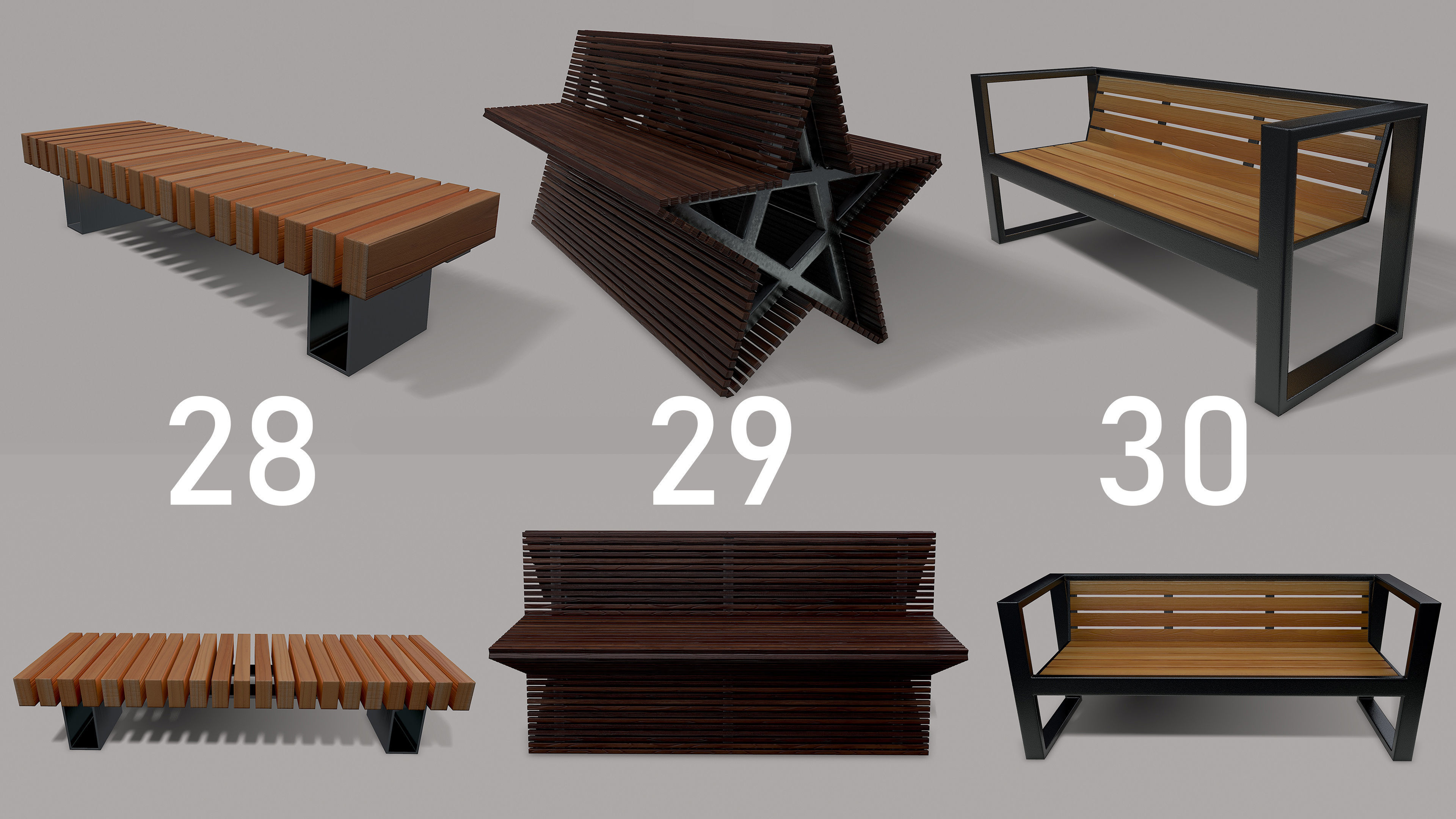 3D model 30 Benches VR / AR / low-poly | CGTrader