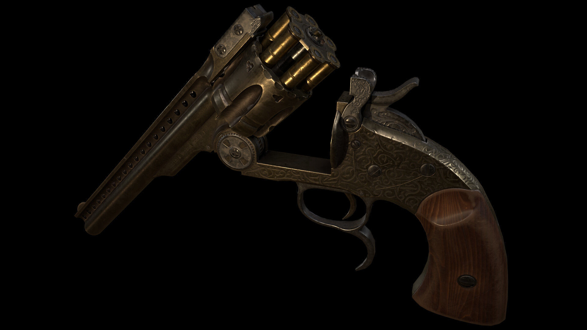 3D model Steampunk revolver VR / AR / low-poly | CGTrader