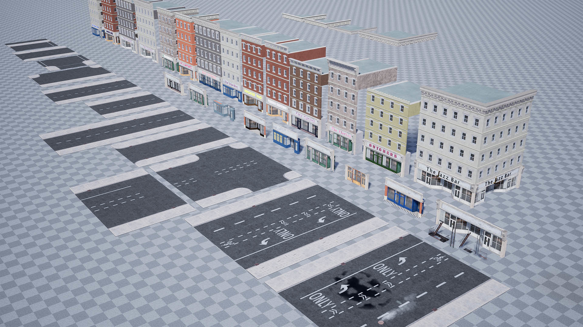 3D model City Shops - Modular Kit - Unreal 4 VR / AR / low-poly | CGTrader