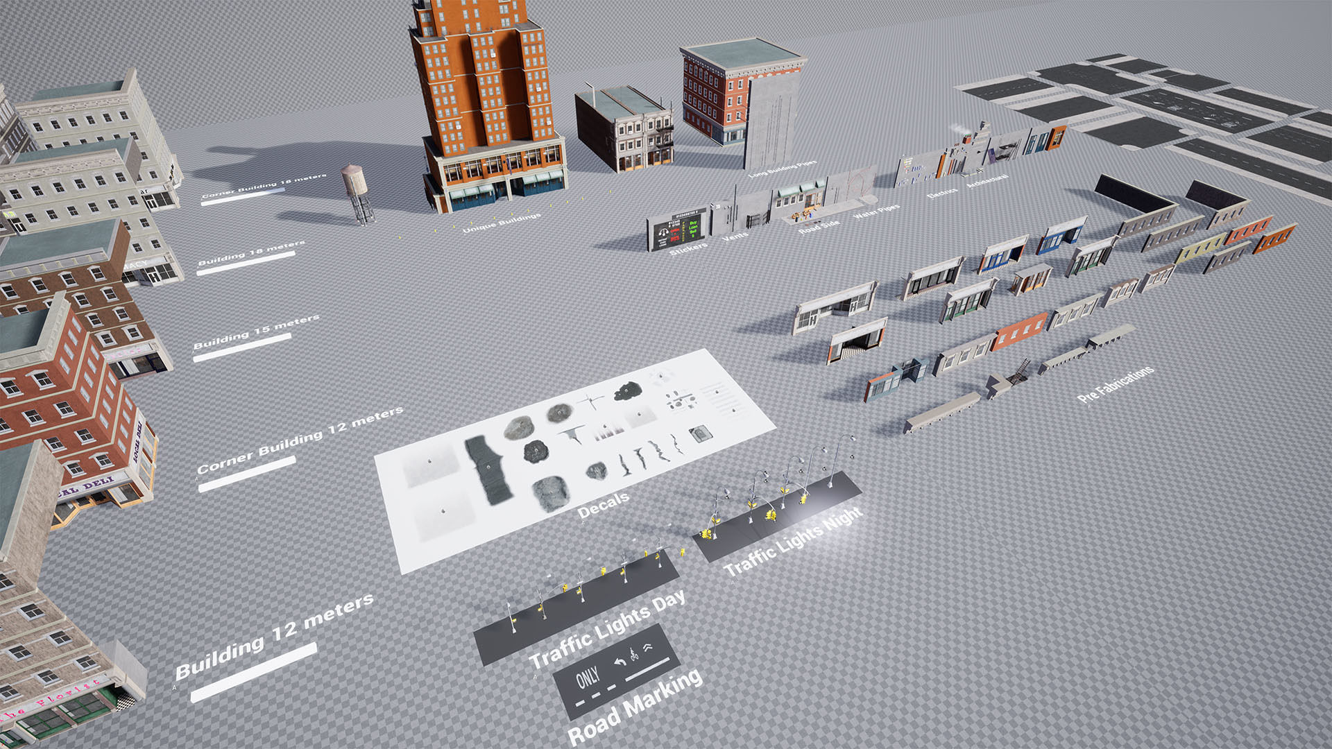 3D model City Shops - Modular Kit - Unreal 4 VR / AR / low-poly | CGTrader