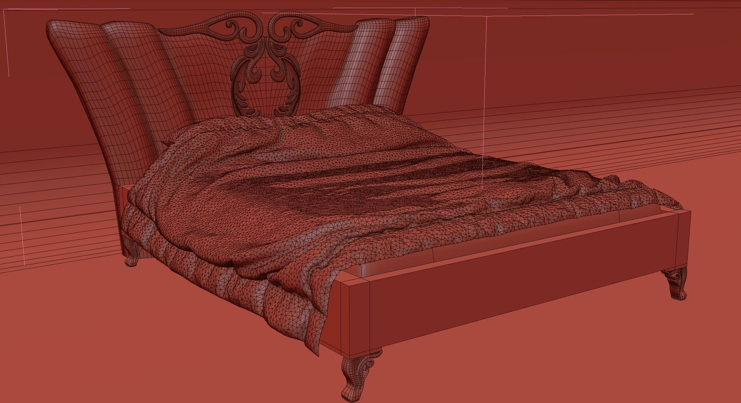 bed12 bed with ornate headboard and footboard 3D model | CGTrader