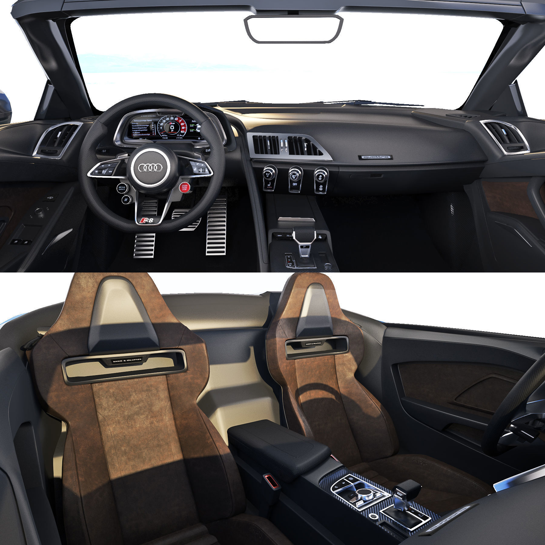 3D model Audi R8 Spyder 2021 open roof VR / AR / low-poly | CGTrader