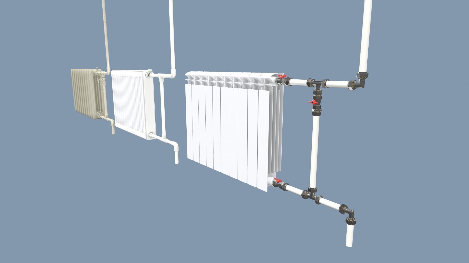 3D model Radiators with Modular Pipes VR / AR / low-poly | CGTrader
