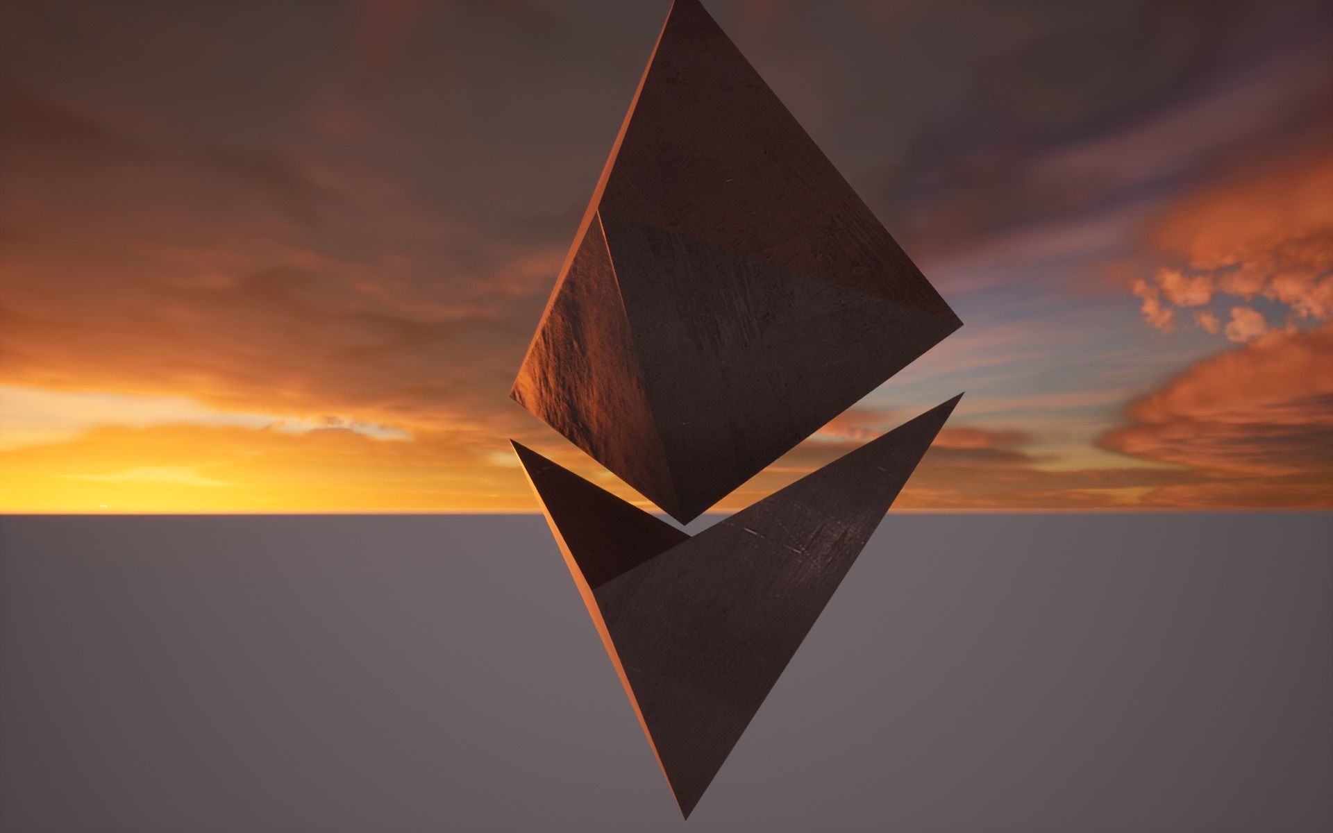 3D model Realistic Ethereum 3D logo floating in water VR / AR / low ...