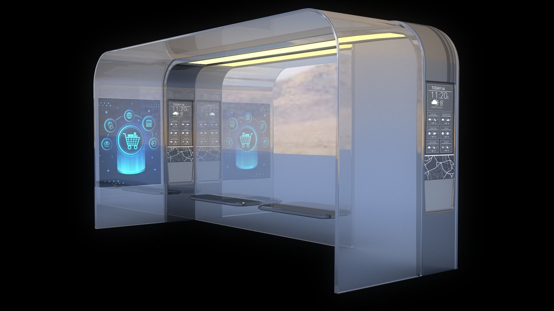 3D model Modern Bus Stop VR / AR / low-poly | CGTrader