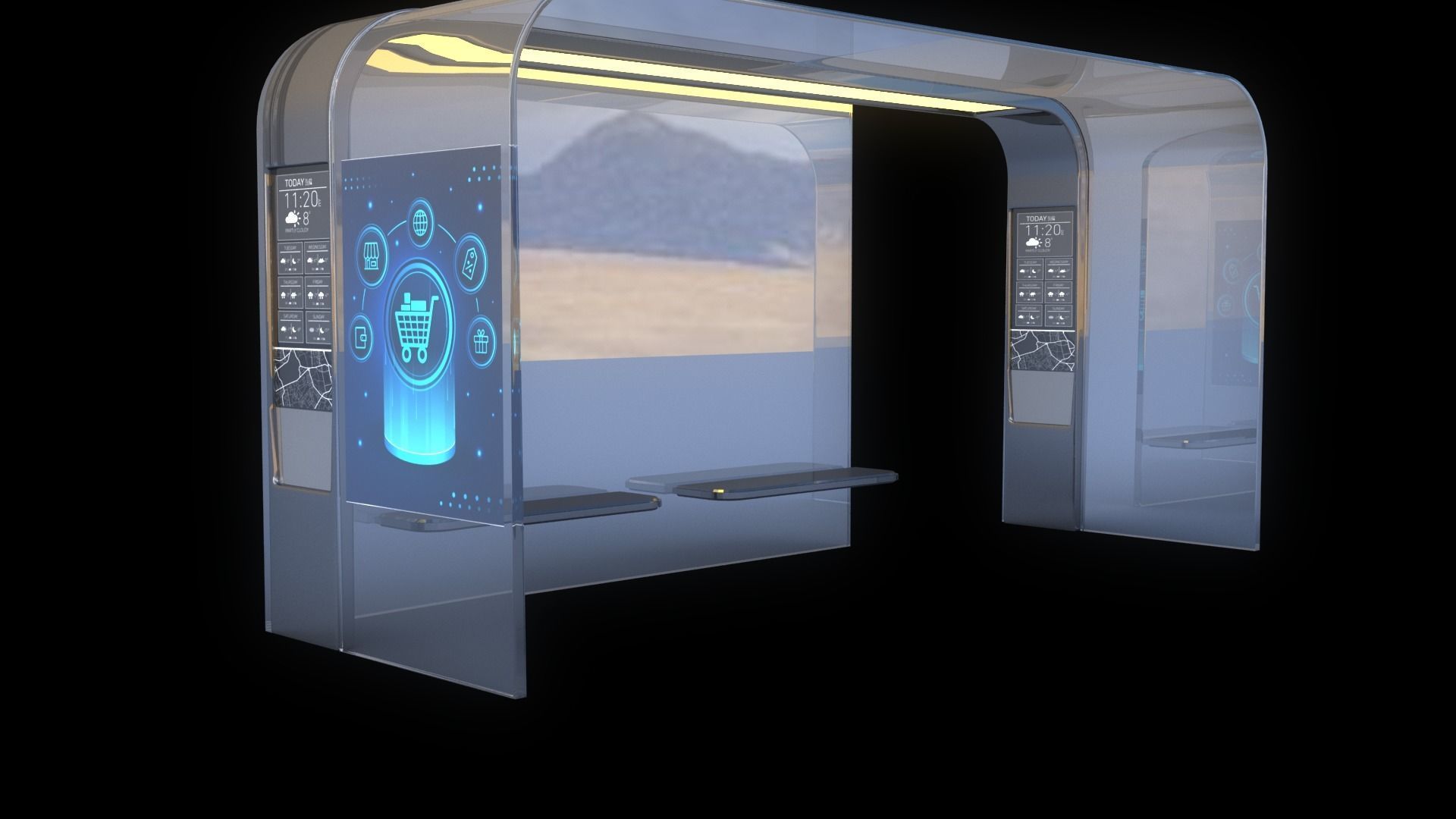3D model Modern Bus Stop VR / AR / low-poly | CGTrader