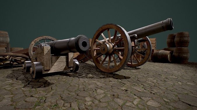 Cannon two cannons 3D Model Collection | CGTrader