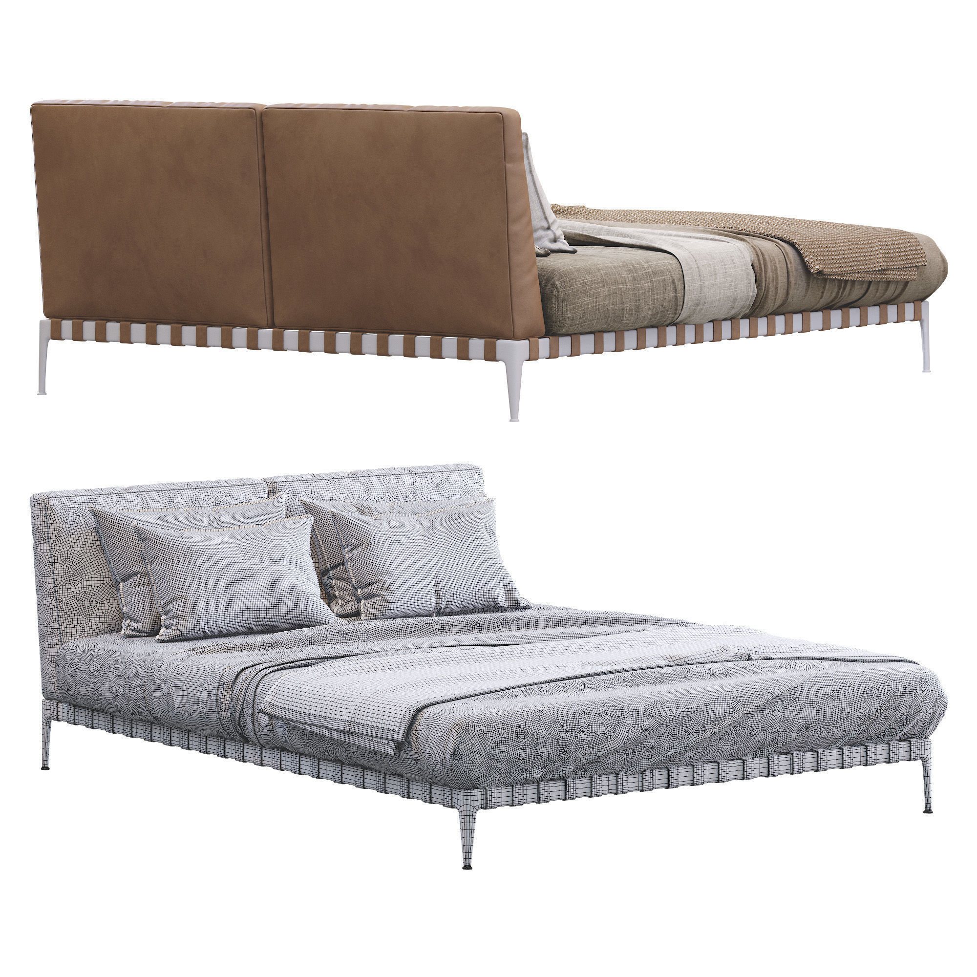 Leather Bed Gregory By Flexform 3D model | CGTrader