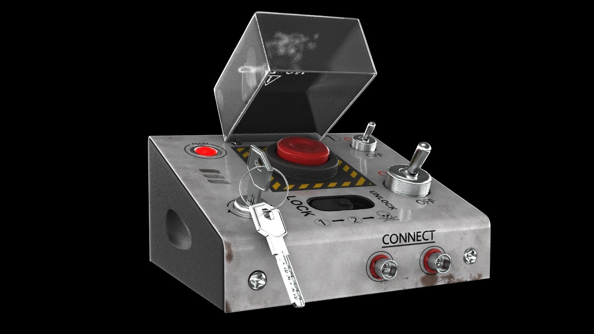 Detonator metal box with button 3D model | CGTrader
