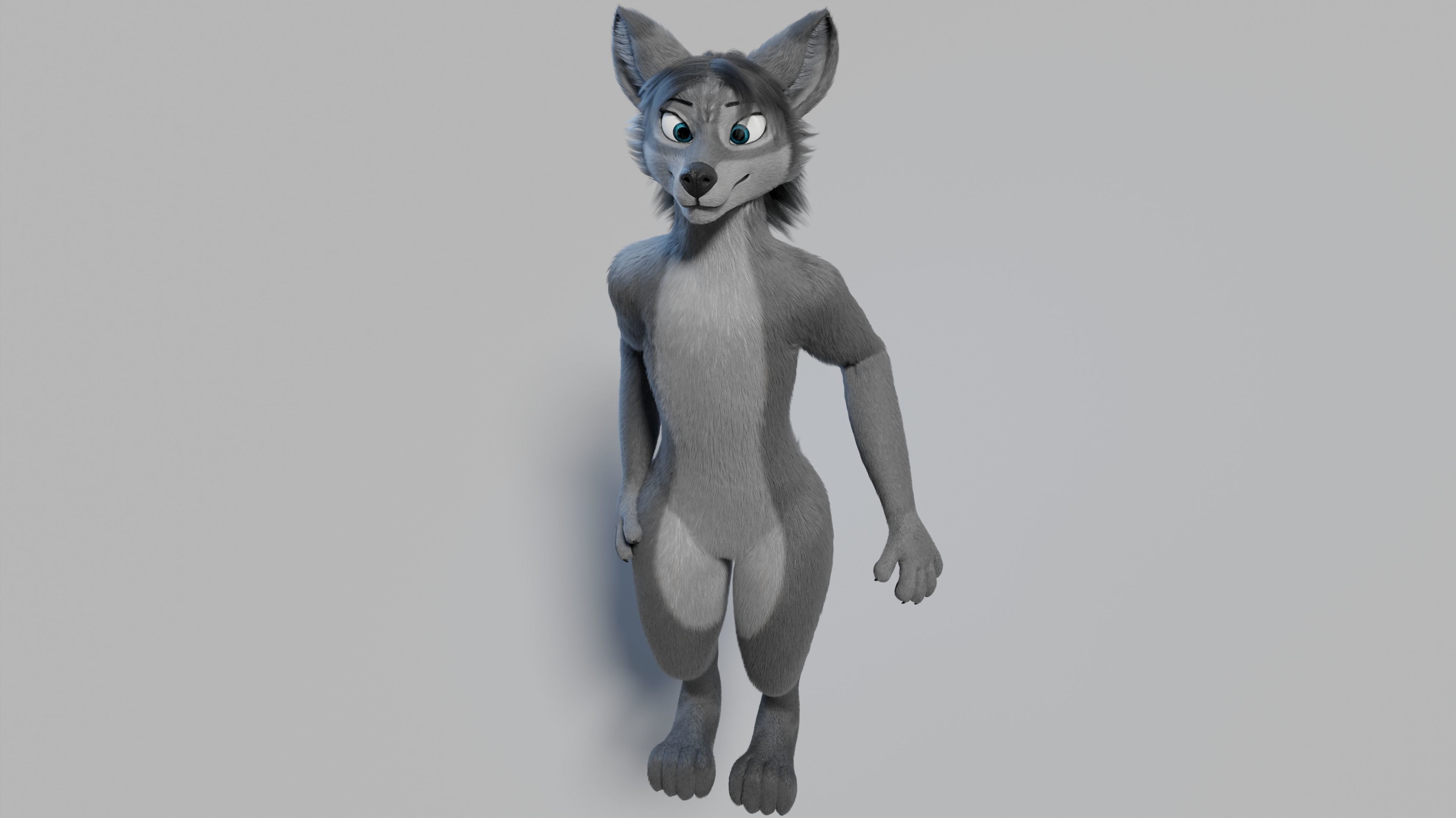 Helena Anthro Wolf 3D model rigged | CGTrader