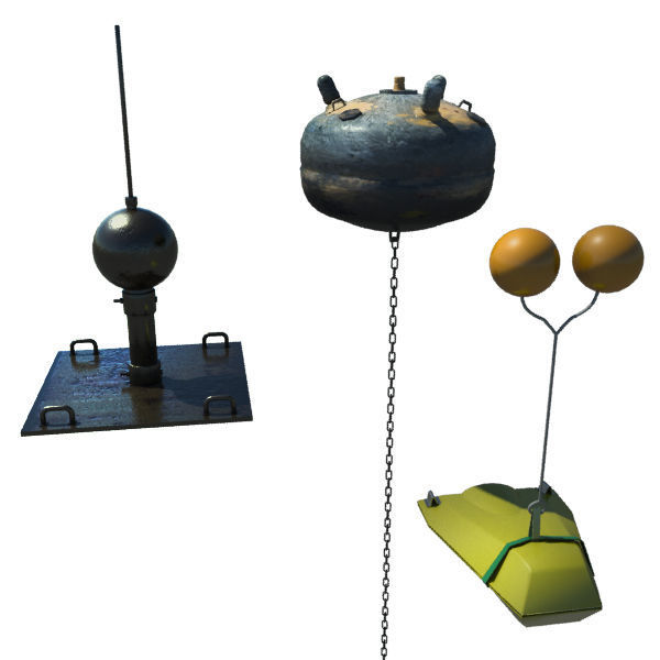 Collection Of 3 Mines - Bombs 3D model | CGTrader