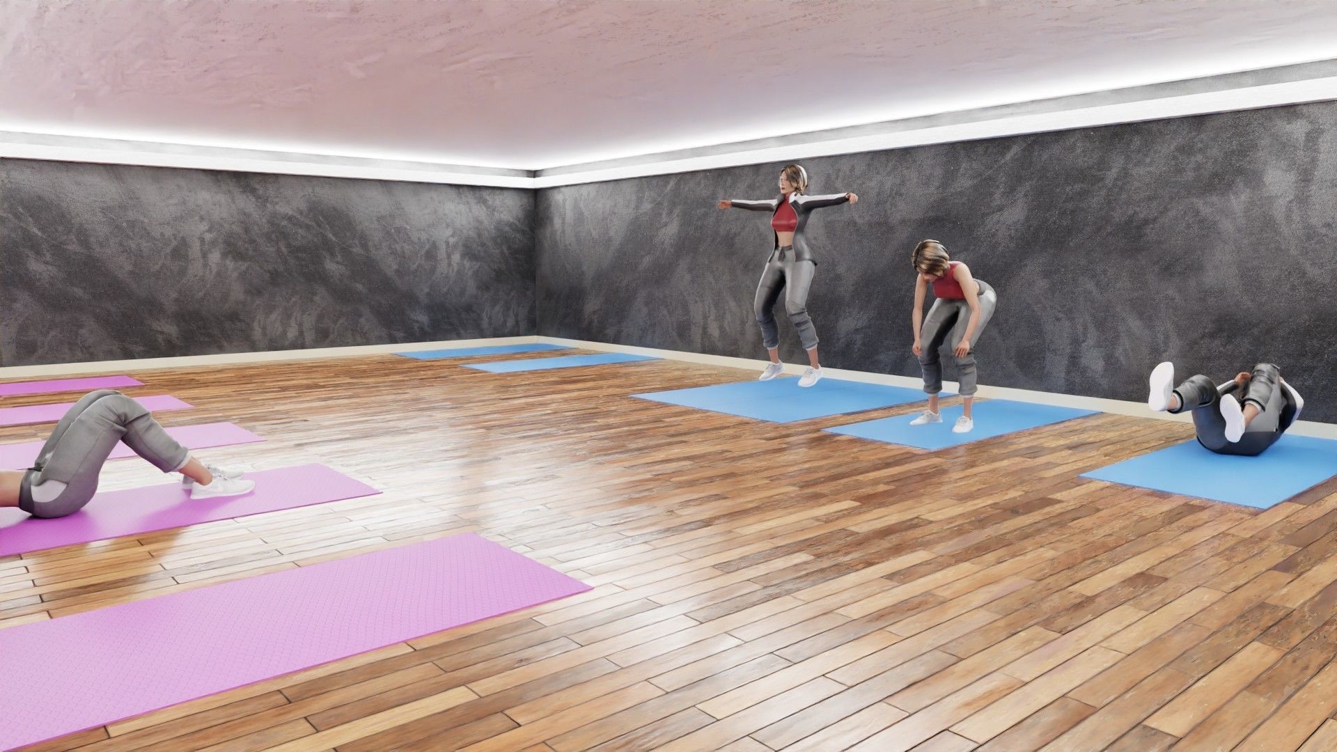 3D model Aerobic exercises animations VR / AR / low-poly | CGTrader