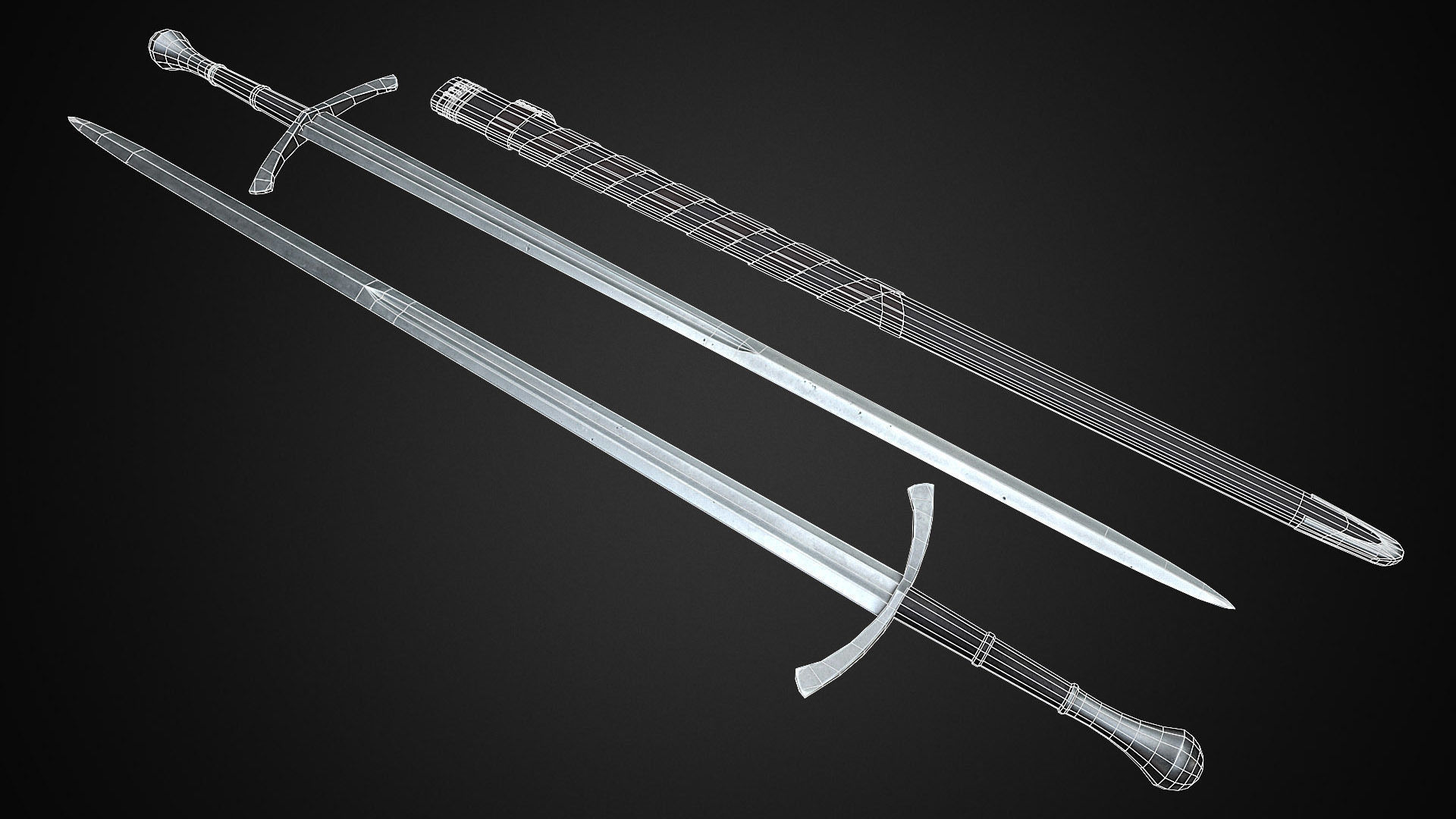 3D model Medieval One Hand Swords with Scabbard Pack VR / AR / low-poly ...