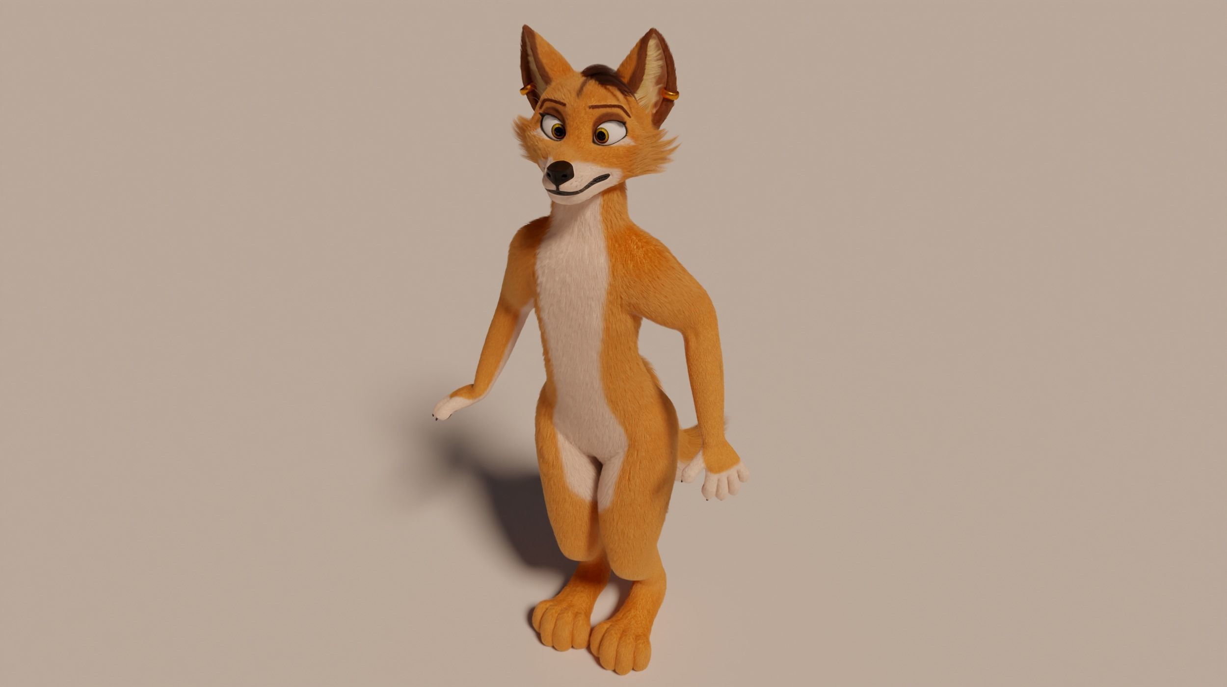 Zoe Anthro Fox 3D model rigged | CGTrader