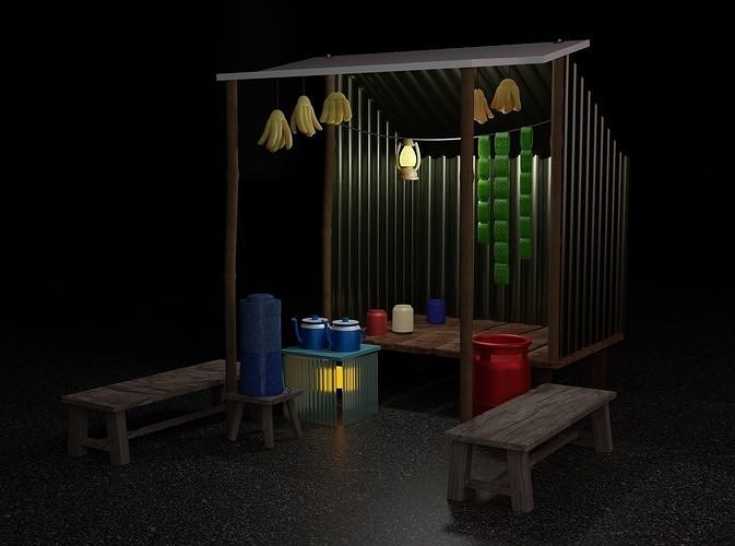 3D model Night tea stall secne VR / AR / low-poly | CGTrader