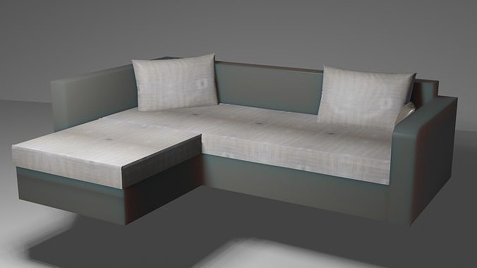 low poly couch sofa with pillows free VR / AR / low-poly 3D model ...
