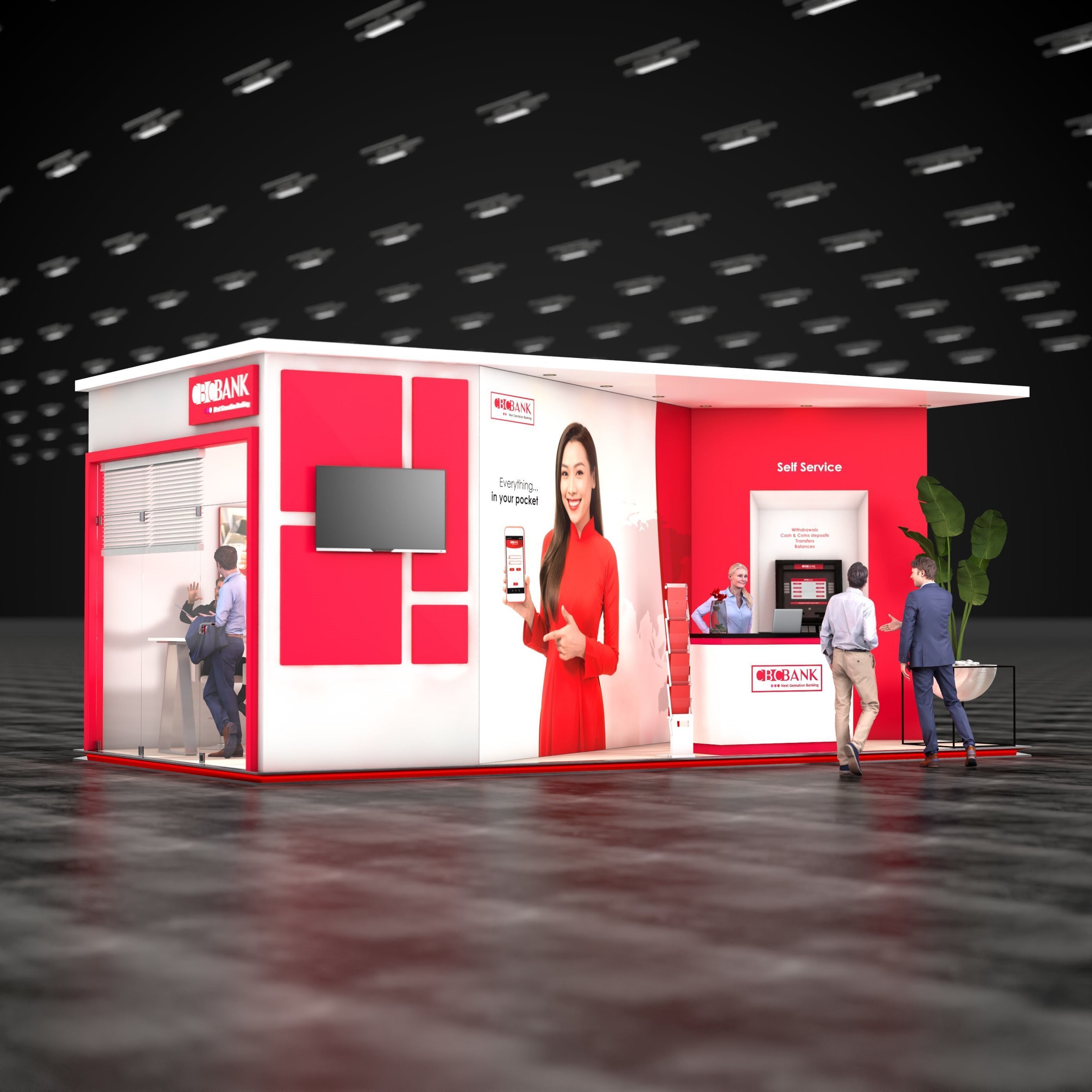 Banking exhibition stand design 3D model | CGTrader