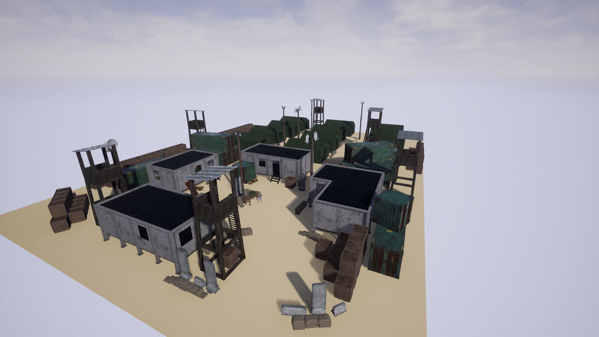 3D model Modular military base with props VR / AR / low-poly | CGTrader