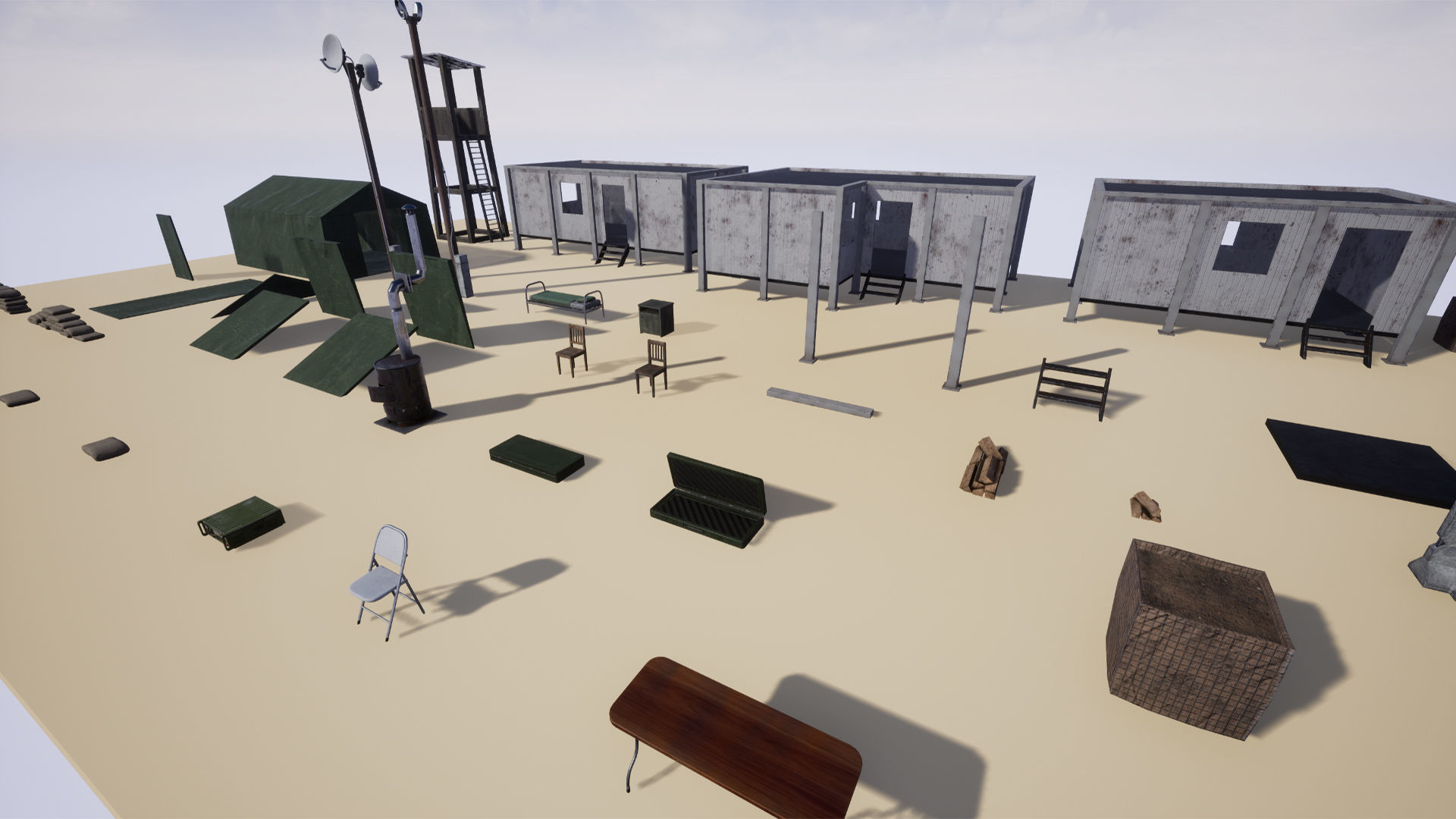 3D model Modular military base with props VR / AR / low-poly | CGTrader