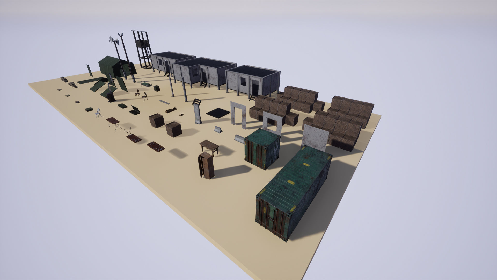 3D model Modular military base with props VR / AR / low-poly | CGTrader