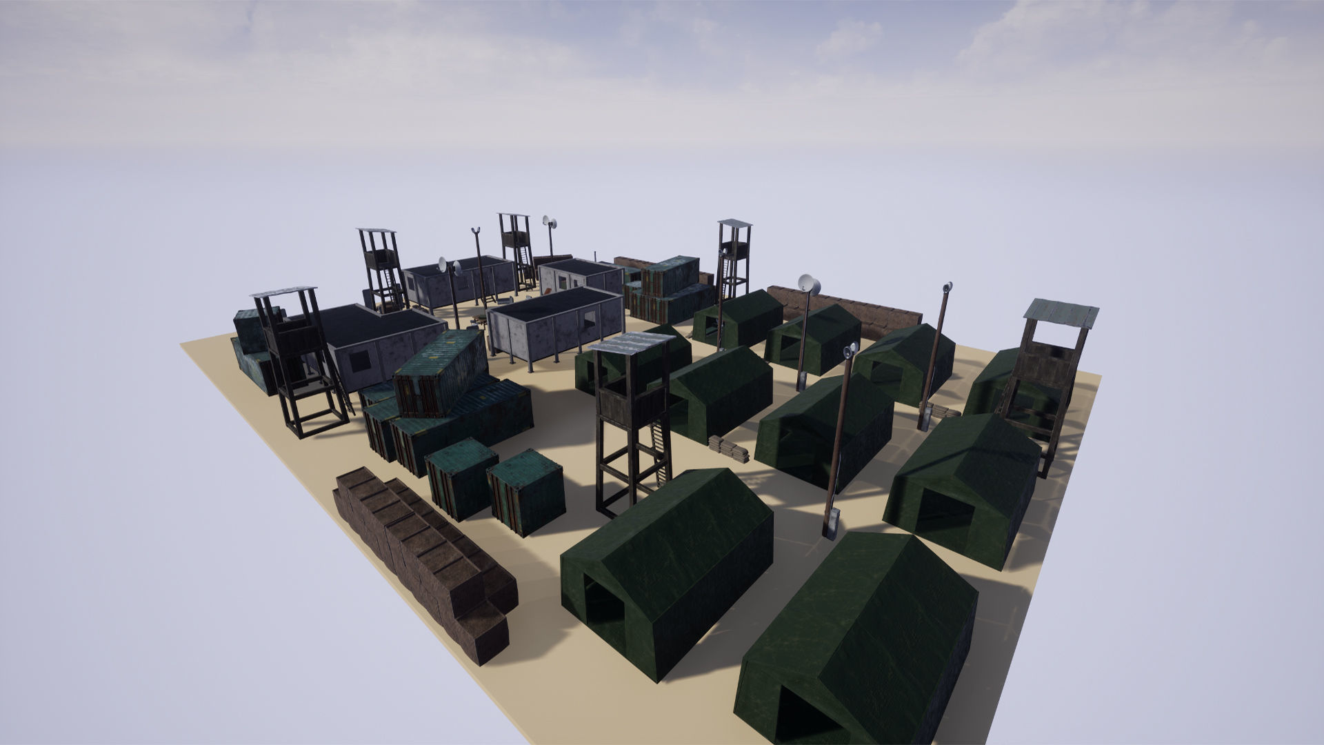3D model Modular military base with props VR / AR / low-poly | CGTrader