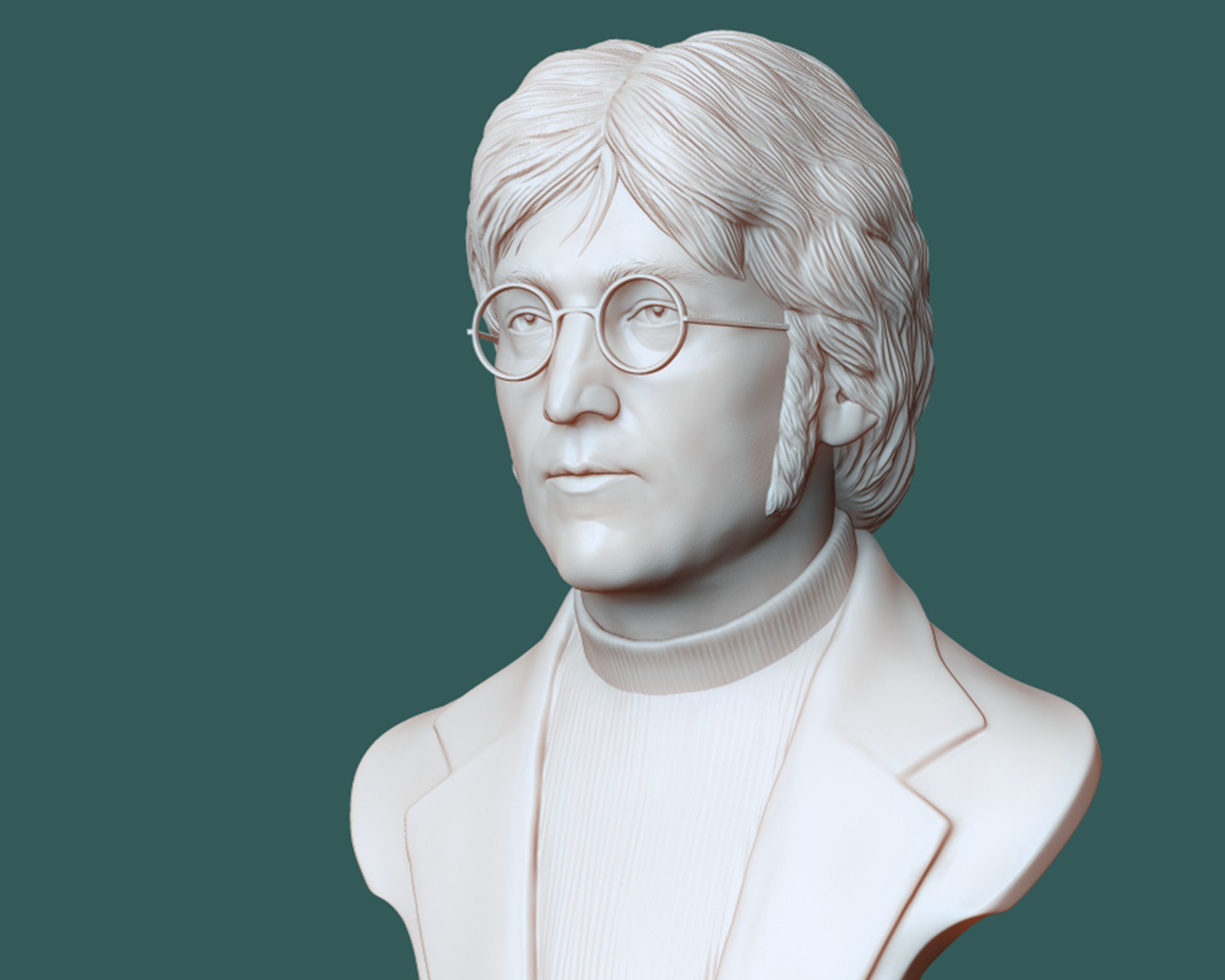 John Lennon portrait sculpture 3D model 3D printable | CGTrader