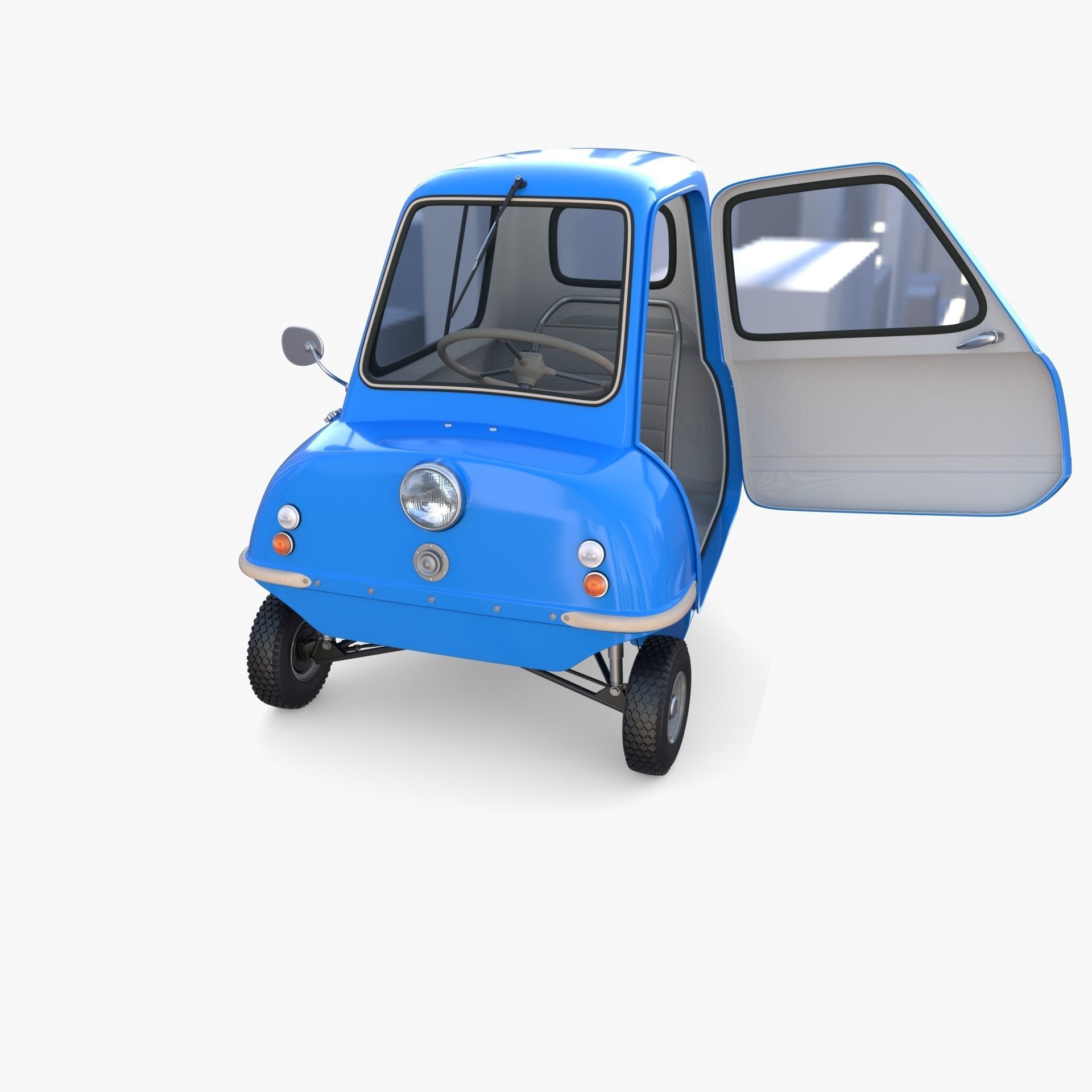 Peel P50 Blue with interior and chassis 3D model | CGTrader