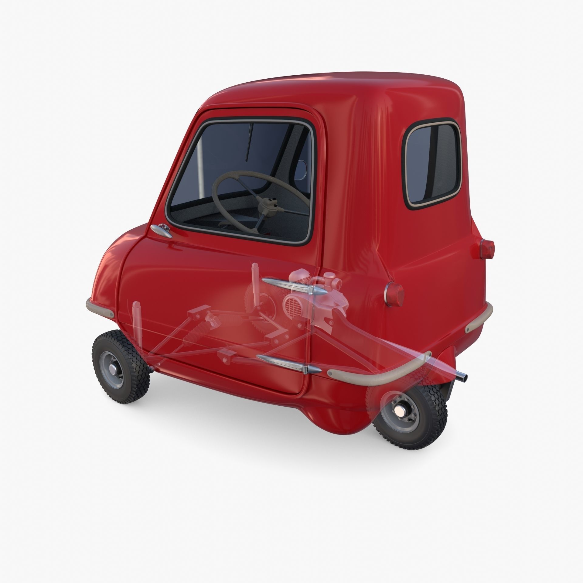 Peel P50 Red with interior and chassis 3D model | CGTrader