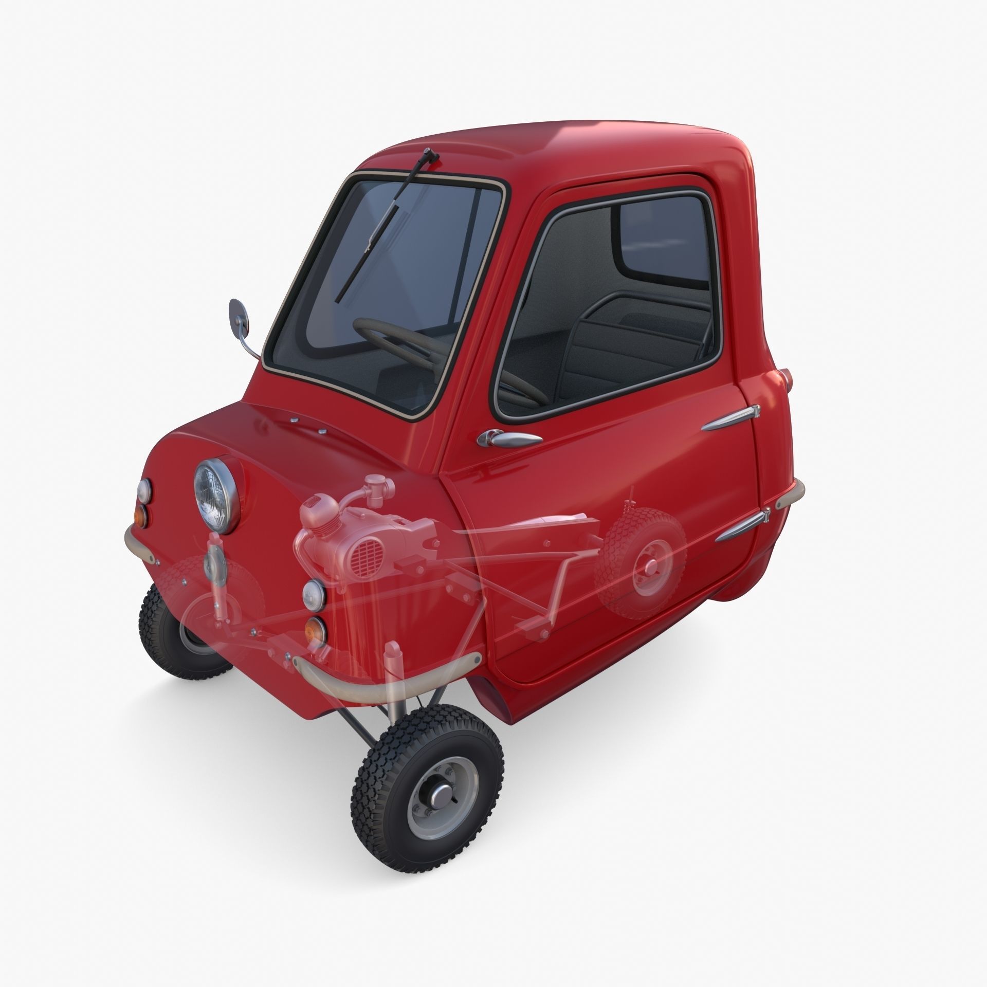Peel P50 Red with interior and chassis 3D model | CGTrader