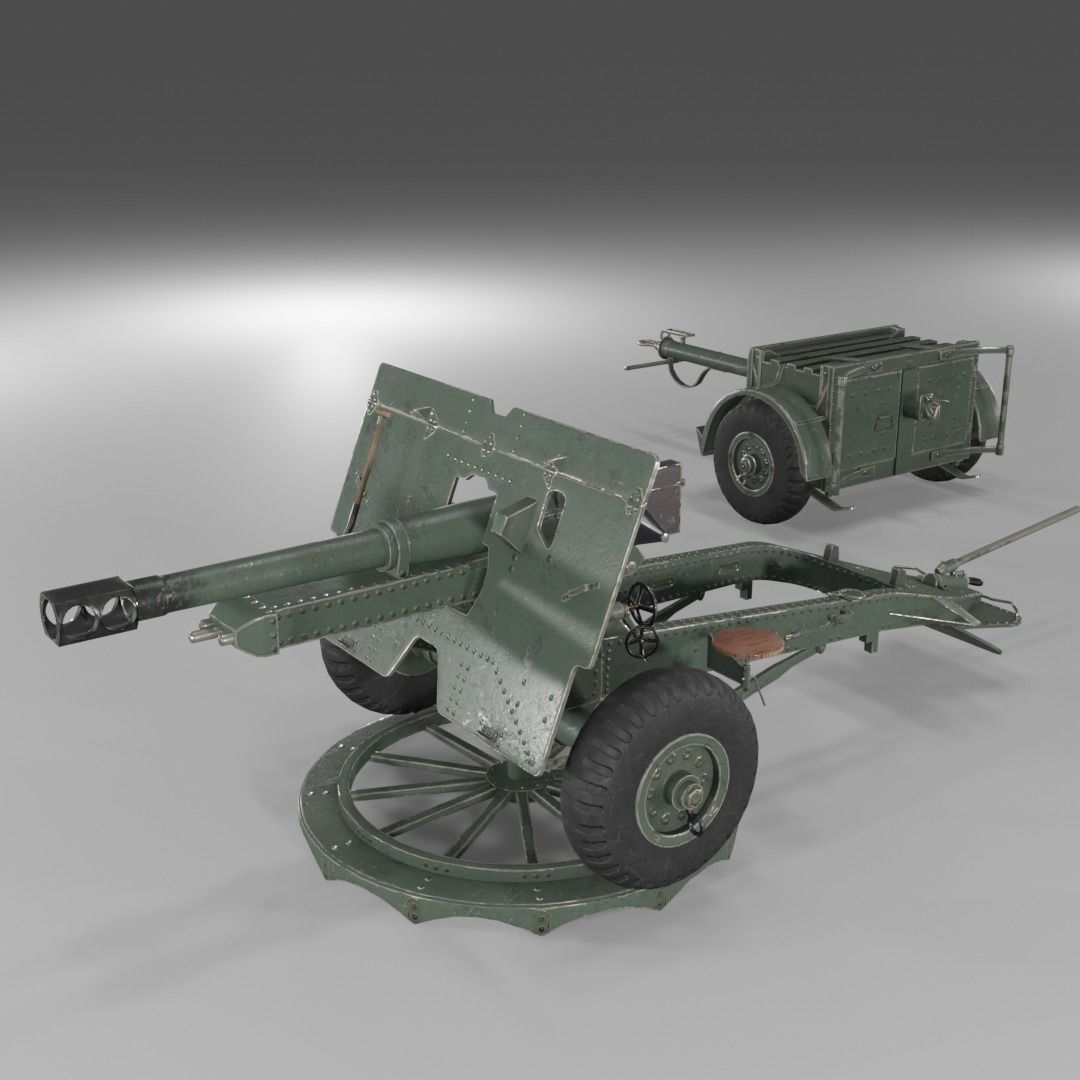 3D model Ordnance QF 25-pounder field gun VR / AR / low-poly | CGTrader
