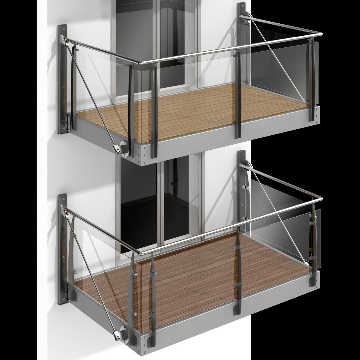 Metal balcony 3 types of console balconies 3D model | CGTrader