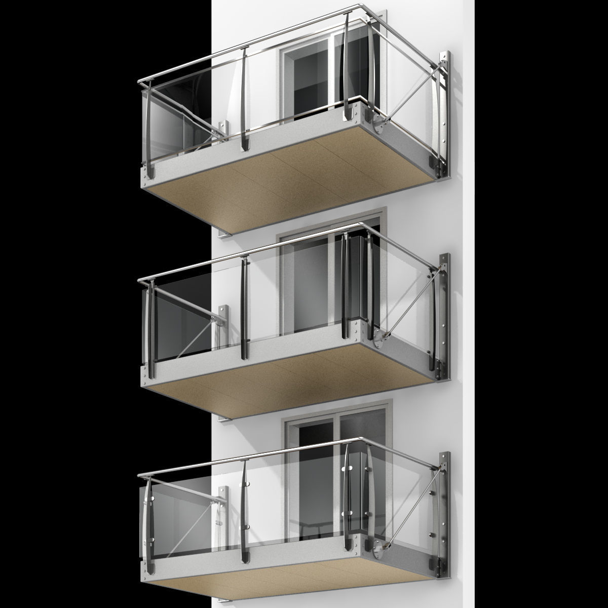 Metal balcony 3 types of console balconies 3D model | CGTrader