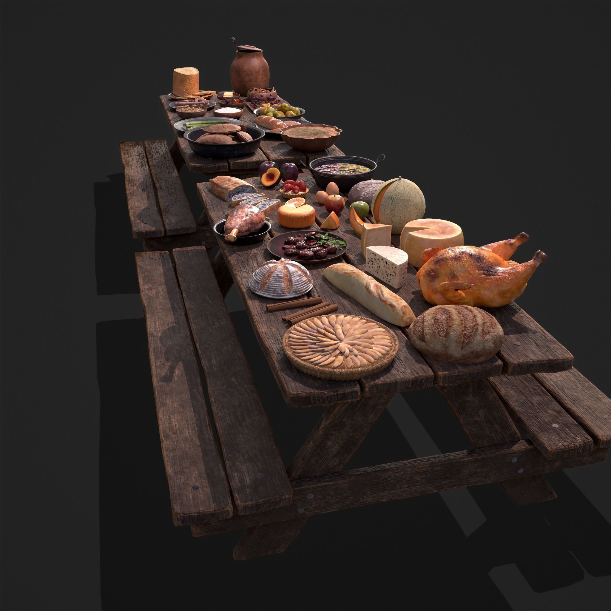 Medieval Double Picnic Feast Collection | CGTrader