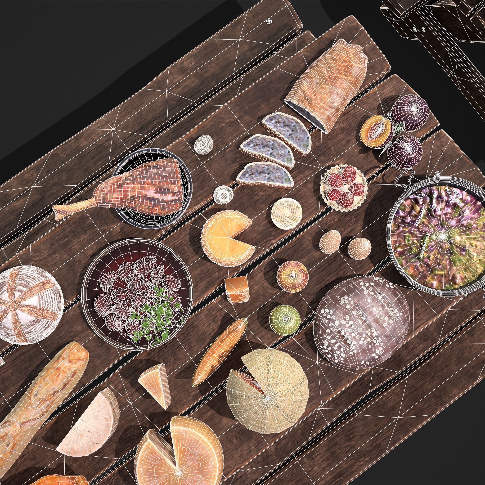 Medieval Double Picnic Feast Collection VR / AR / low-poly | CGTrader