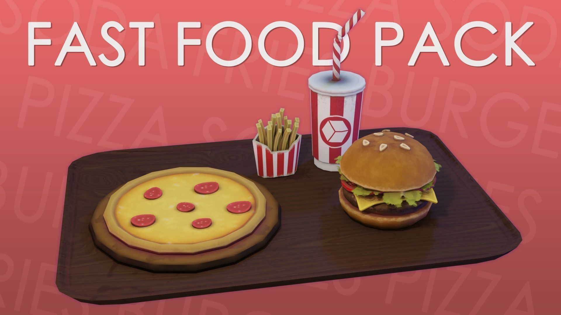 Fast Food Stylized Low-Poly Pack free VR / AR / low-poly 3D model ...