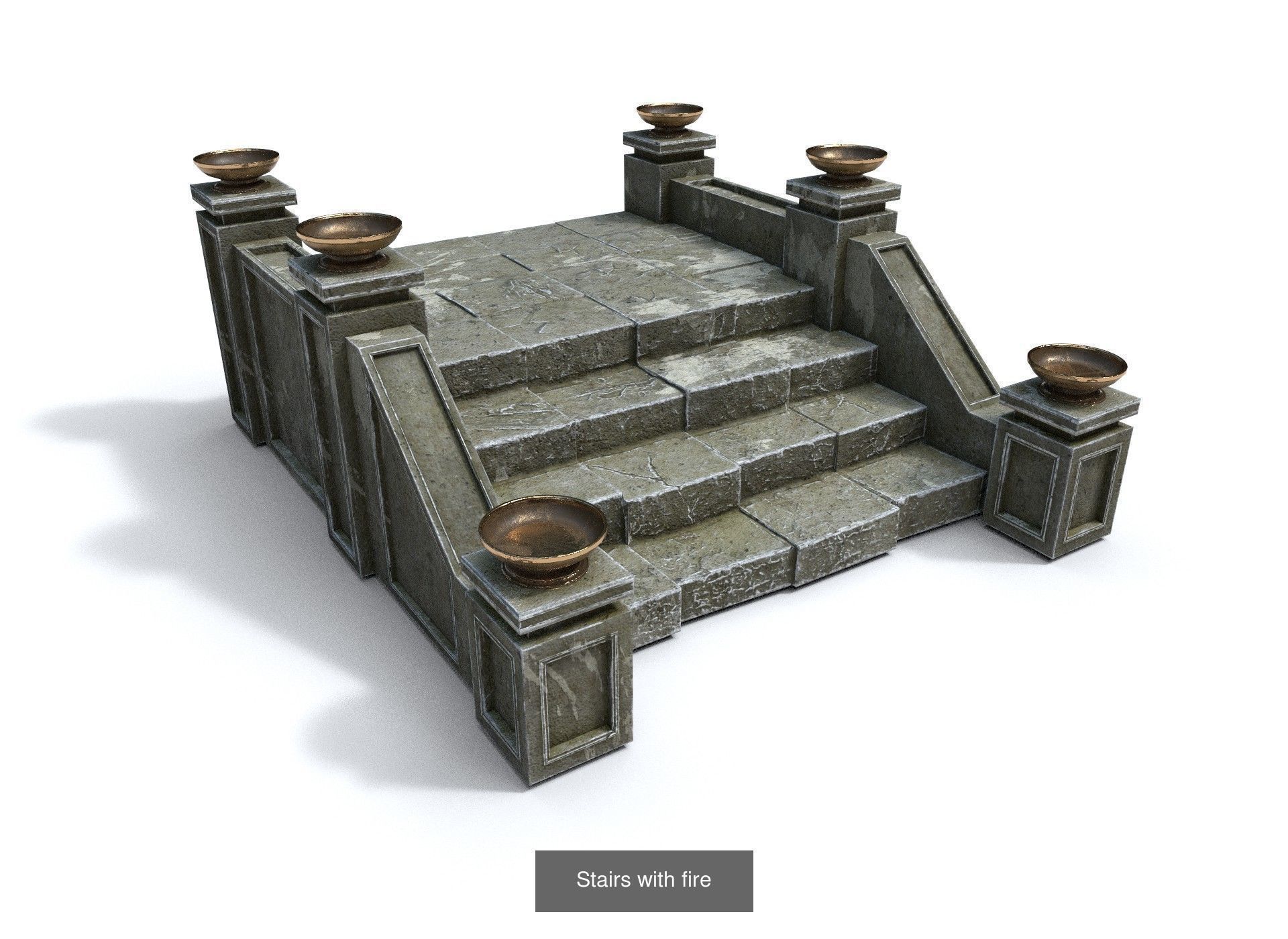 3D Model Collection Stairs with fire Texture Pack VR / AR / low-poly ...