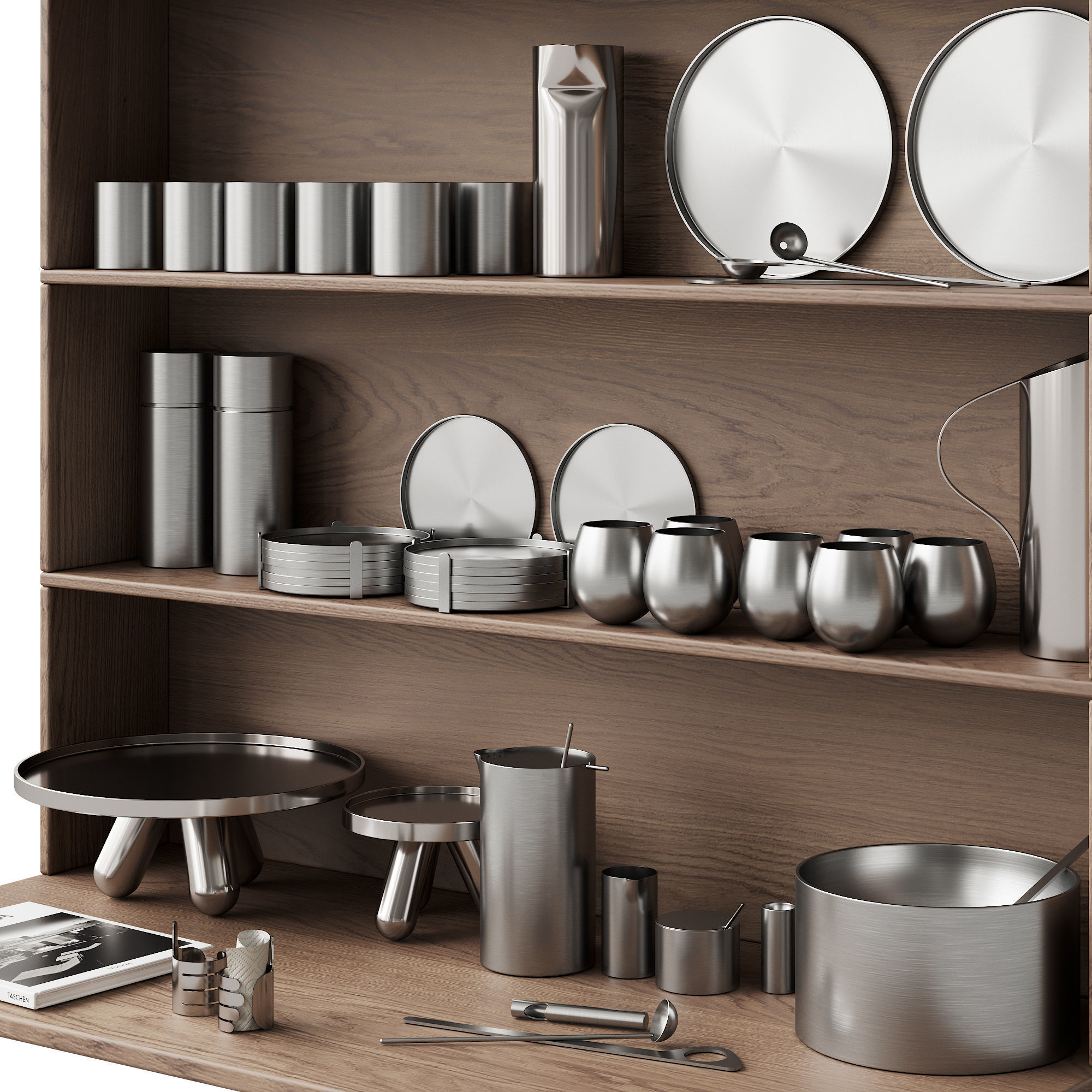 059 Kitchen decor set DISHES aluminium 01 3D model | CGTrader