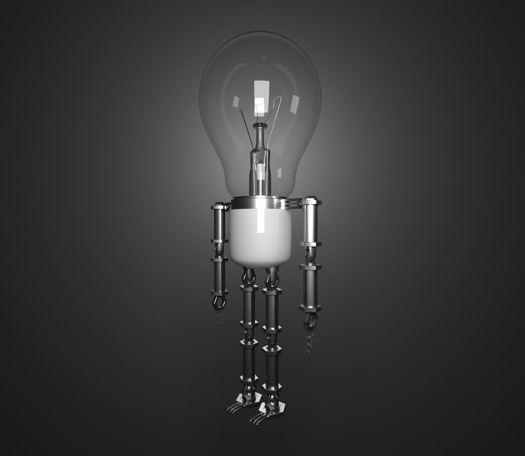 Light Bulb Robot Rigged 3D model rigged | CGTrader