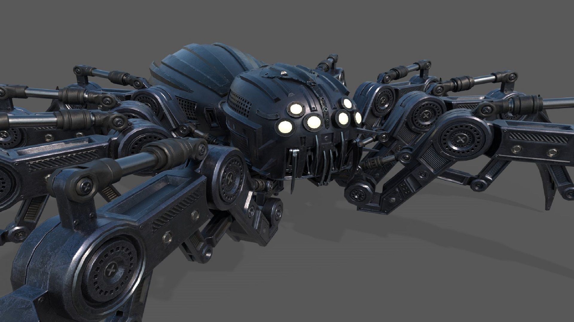 3D model Sci-Fi Spider metal PBR low-poly game ready 3D model VR / AR ...
