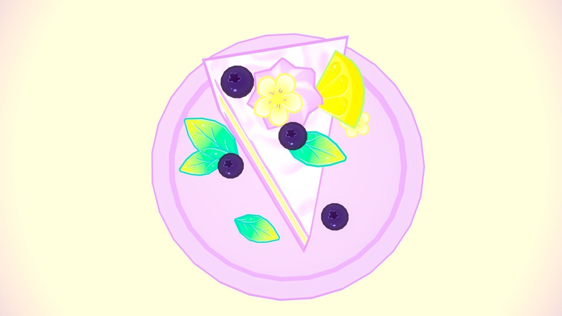 3D model Lemon Blueberry Cheesecake Cake VR / AR / low-poly | CGTrader